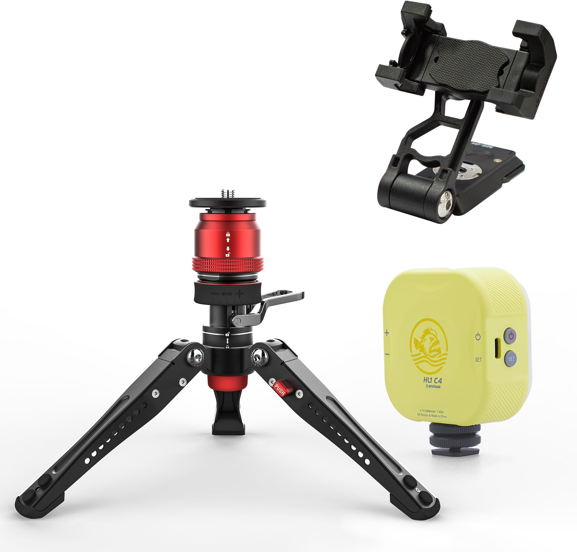 Amazon.com : IFOOTAGE Mini Tripod for Camera with Phone Holder&RGBW ...