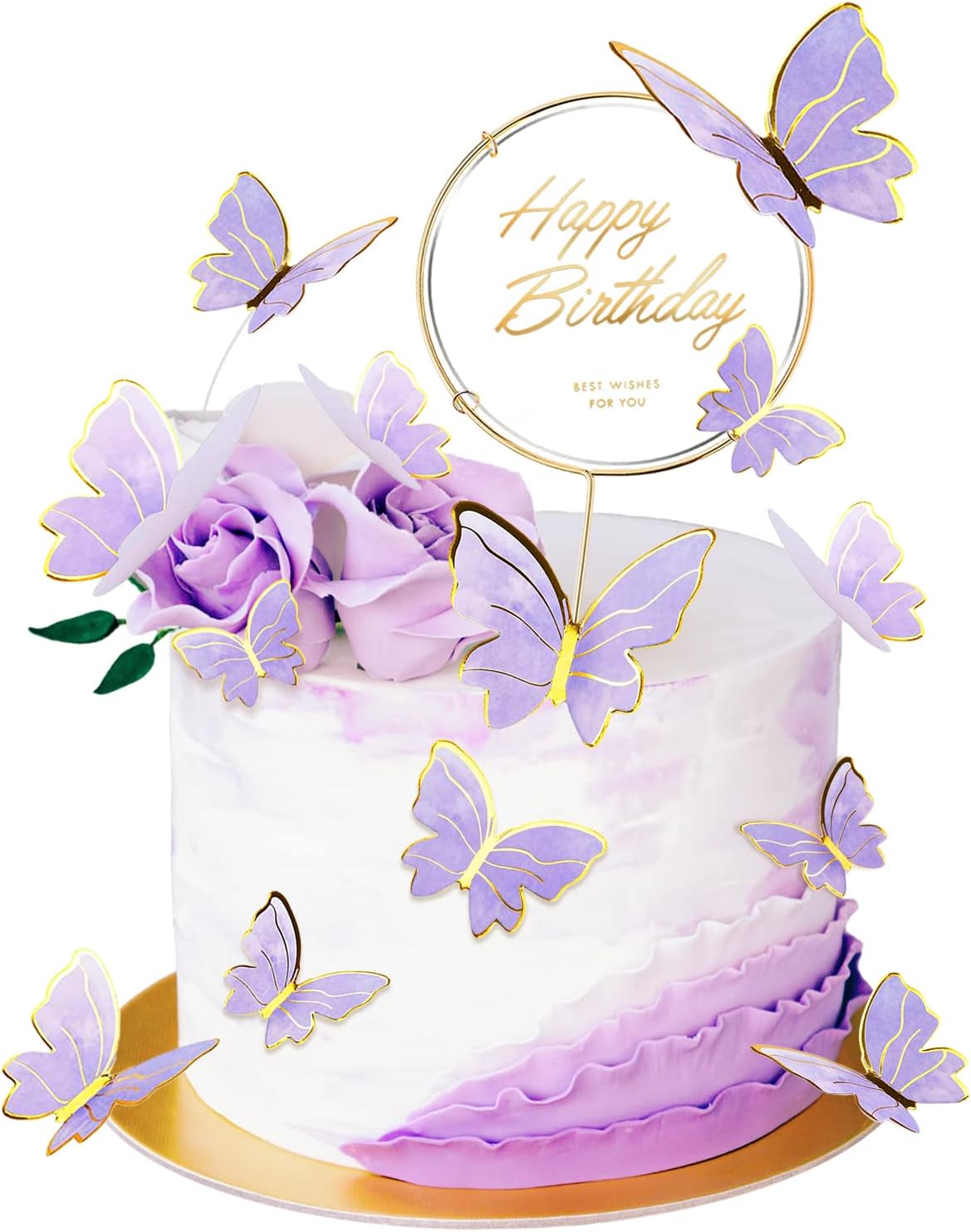 Amazon.com: 21 Pieces Butterfly Cake Toppers With Happy Birthday Cake ...