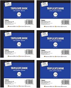 JMS® (Pack of 6) Triplicate Receipt Book 1-50 Numbered Carbon Invoice ...