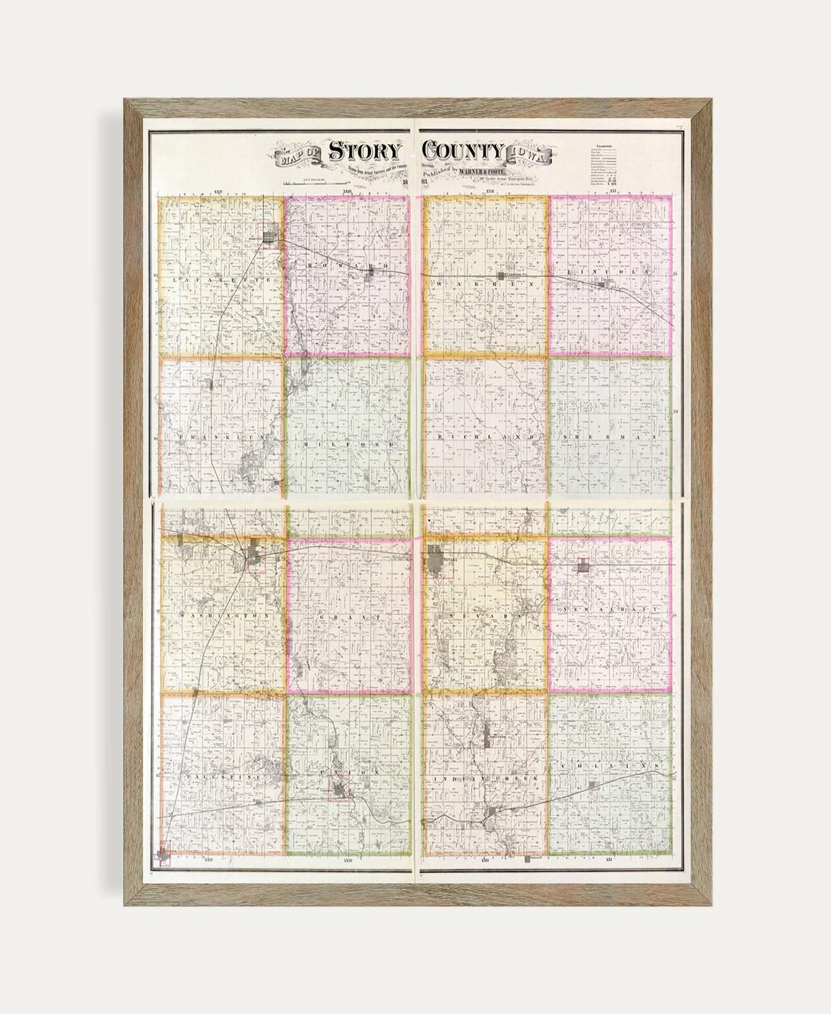 Amazon.com: MG Global Historical Poster of 1883 Farm line map of Story ...