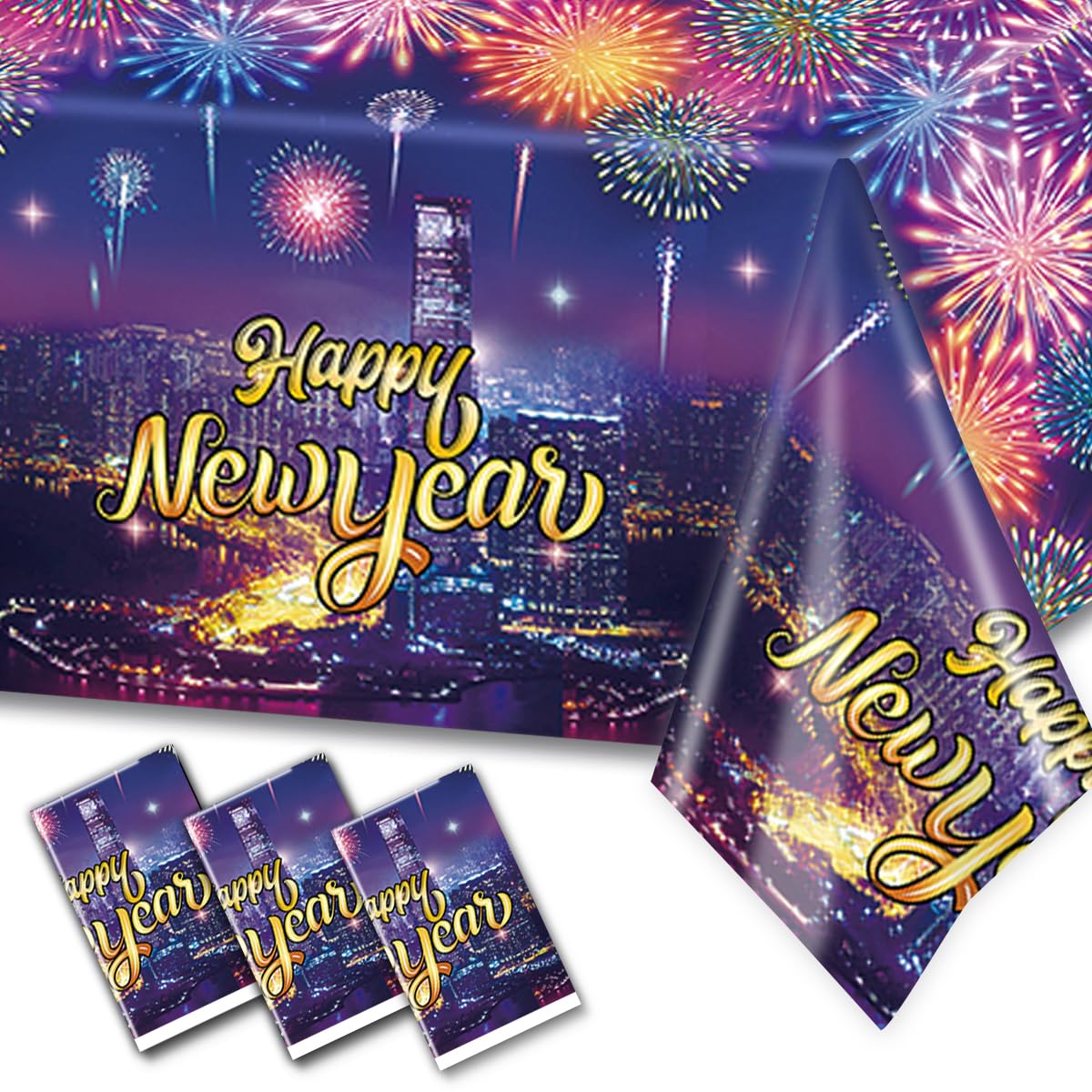 Amazon.com: 3Pcs Happy New Years Tablecloths-2024 New Years Eve Party ...