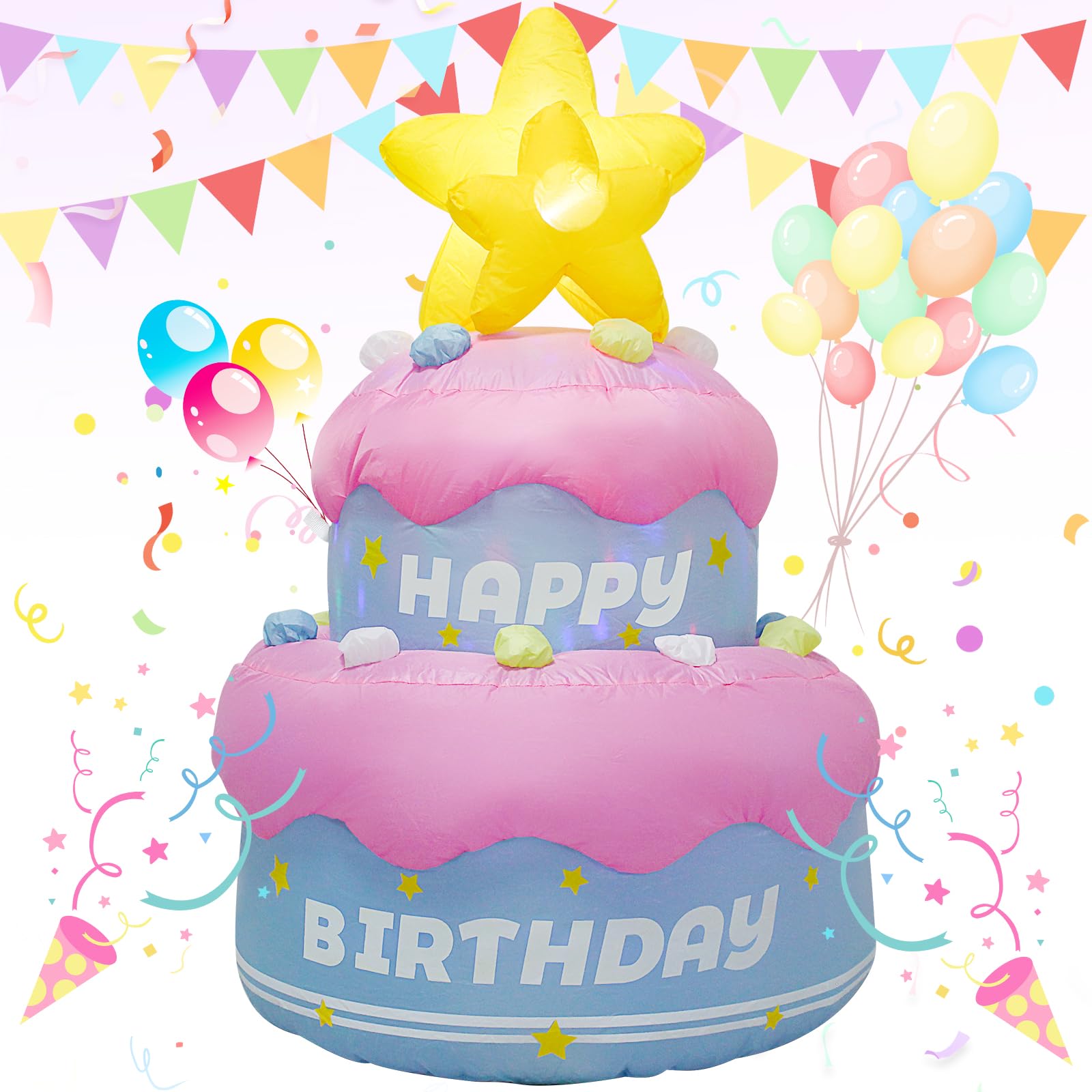 Snapklik.com : VENLOIS 4Ft Birthday Inflatable Happy Birthday ...