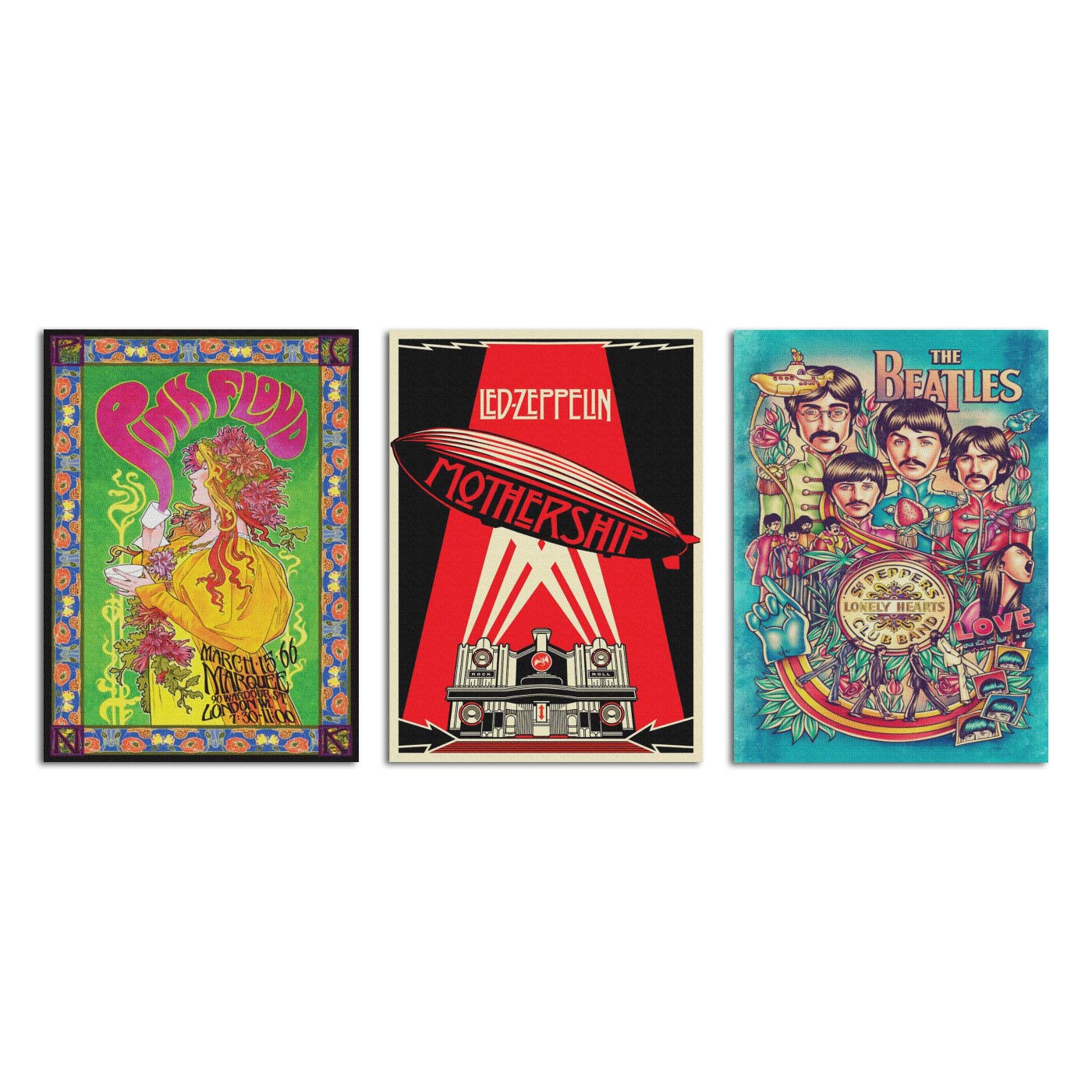 Buy LAB NO 4 Set of Three Pink Floyd Marquee '66 | Led Zeppelin ...