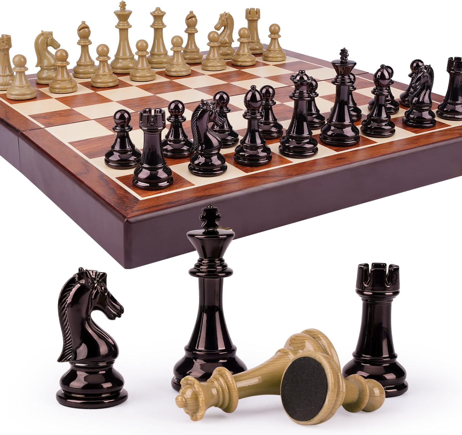 2 in 1 Acrylic+Metal Chess and Checkers Game Set- 15"Travel Portable ...