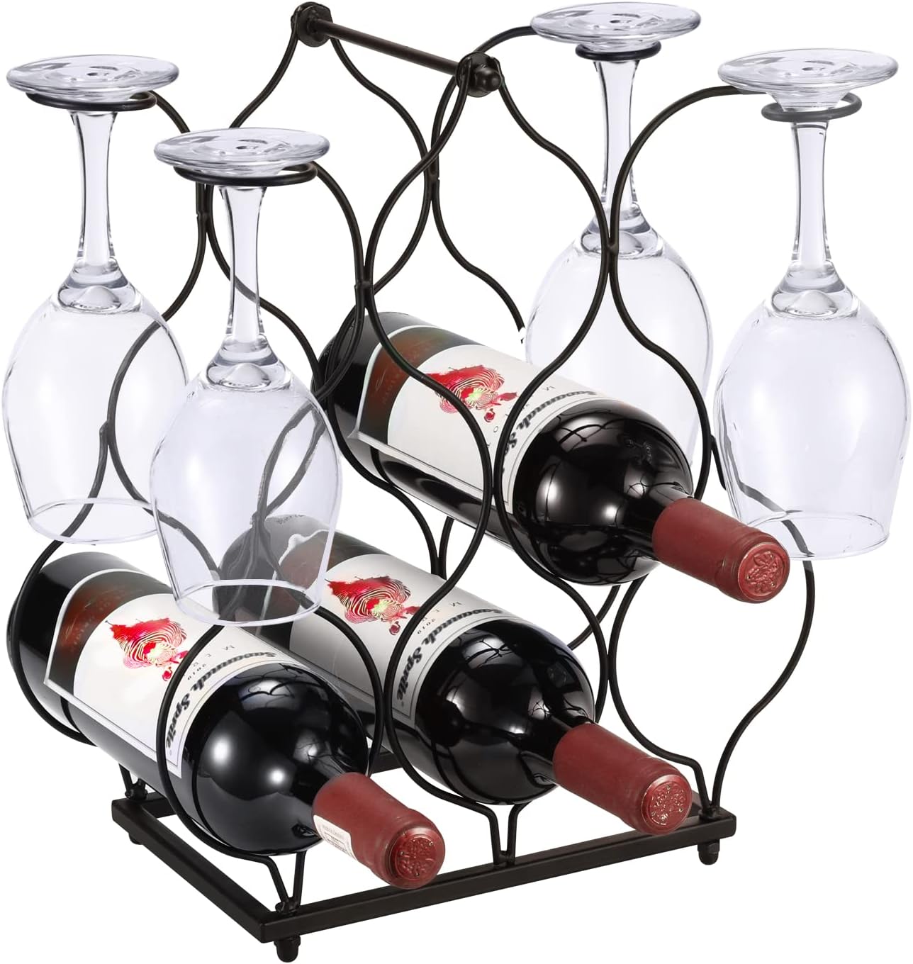 Urban Deco Small Wine Rack 5 Bottle Holder - Modern Metal Wire Wine ...