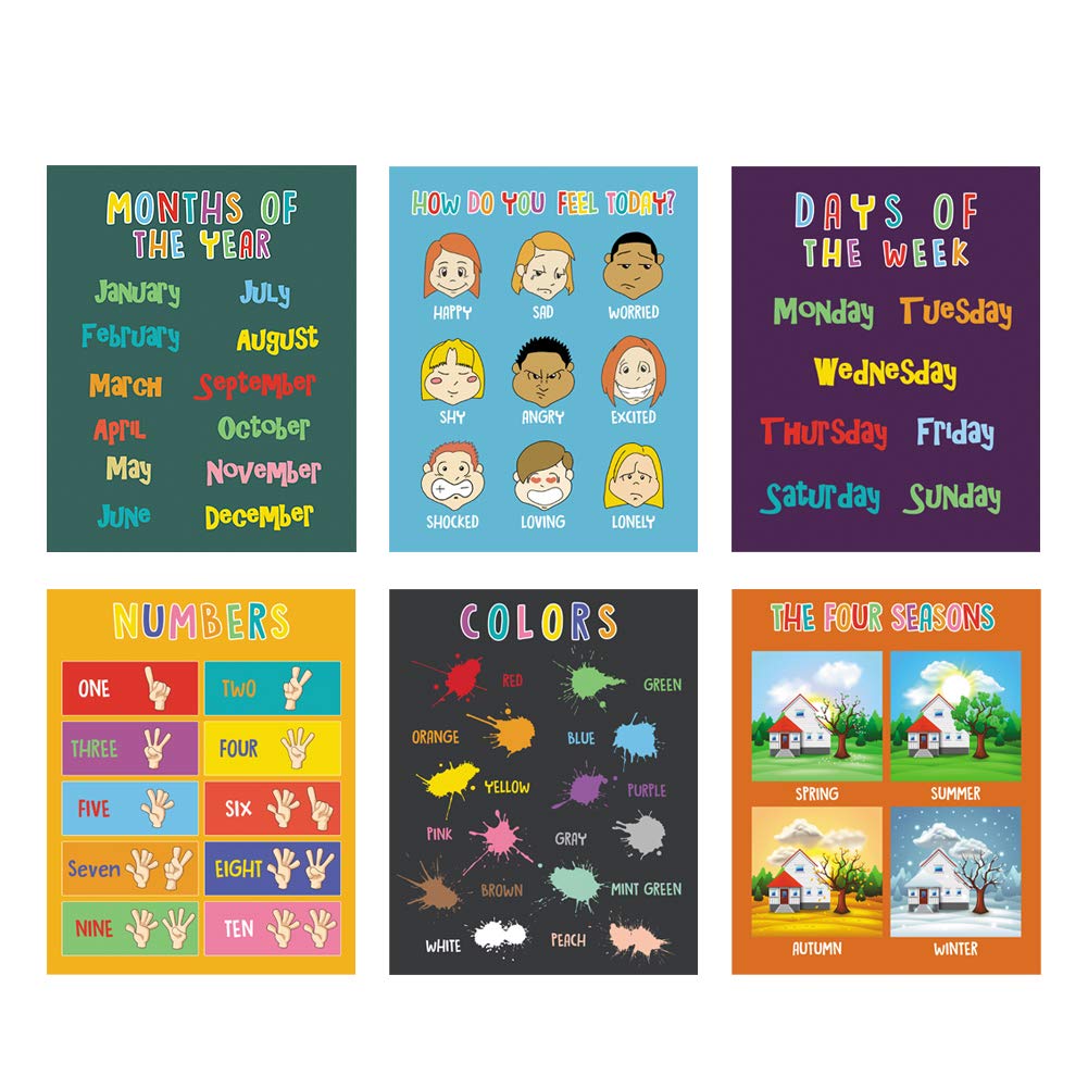 Buy HPNIUB Unframed Colorful Educational Art Prints,Set of 6 (8”X10 ...