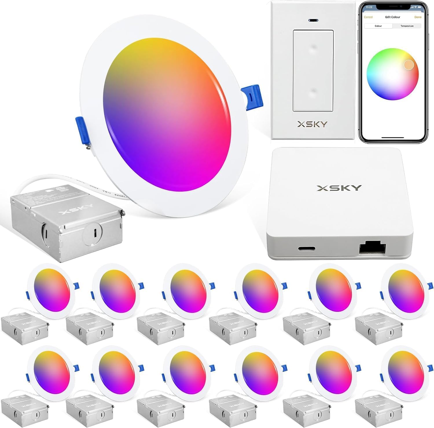 Xsky Smart Recessed Lighting 6 inch Color Changing Recessed Lights ...