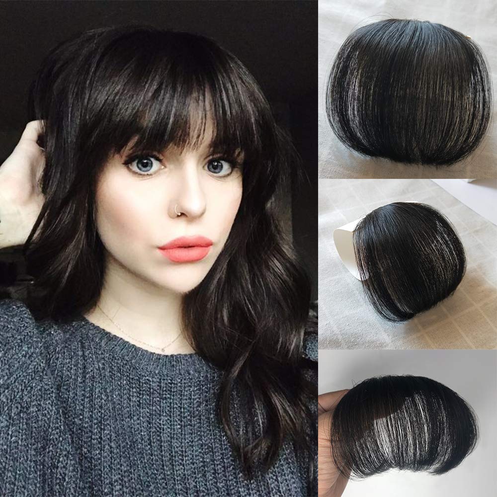 Amazon.com : Front Fringe Clip Human Hair Darkest Brown #2 Fringe Hair ...