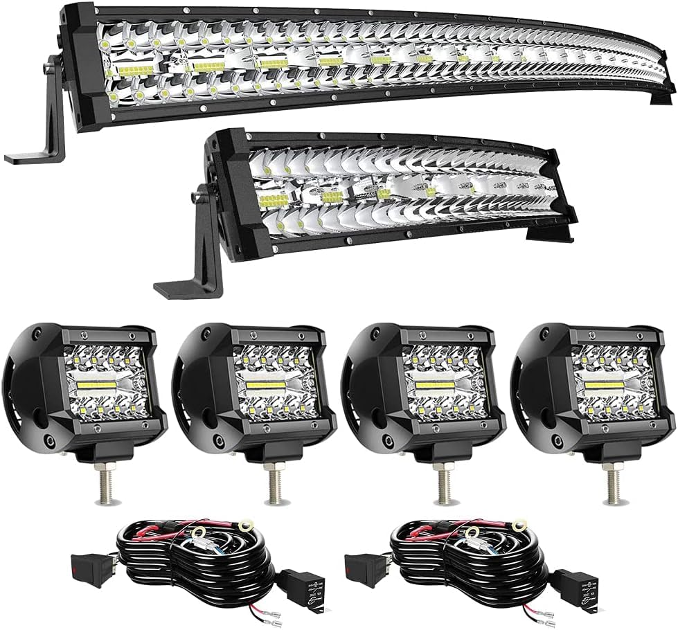 52 Inch LED Light Bar 1125W 97500LM Curved Combo 22 inch Light Bar 4 ...