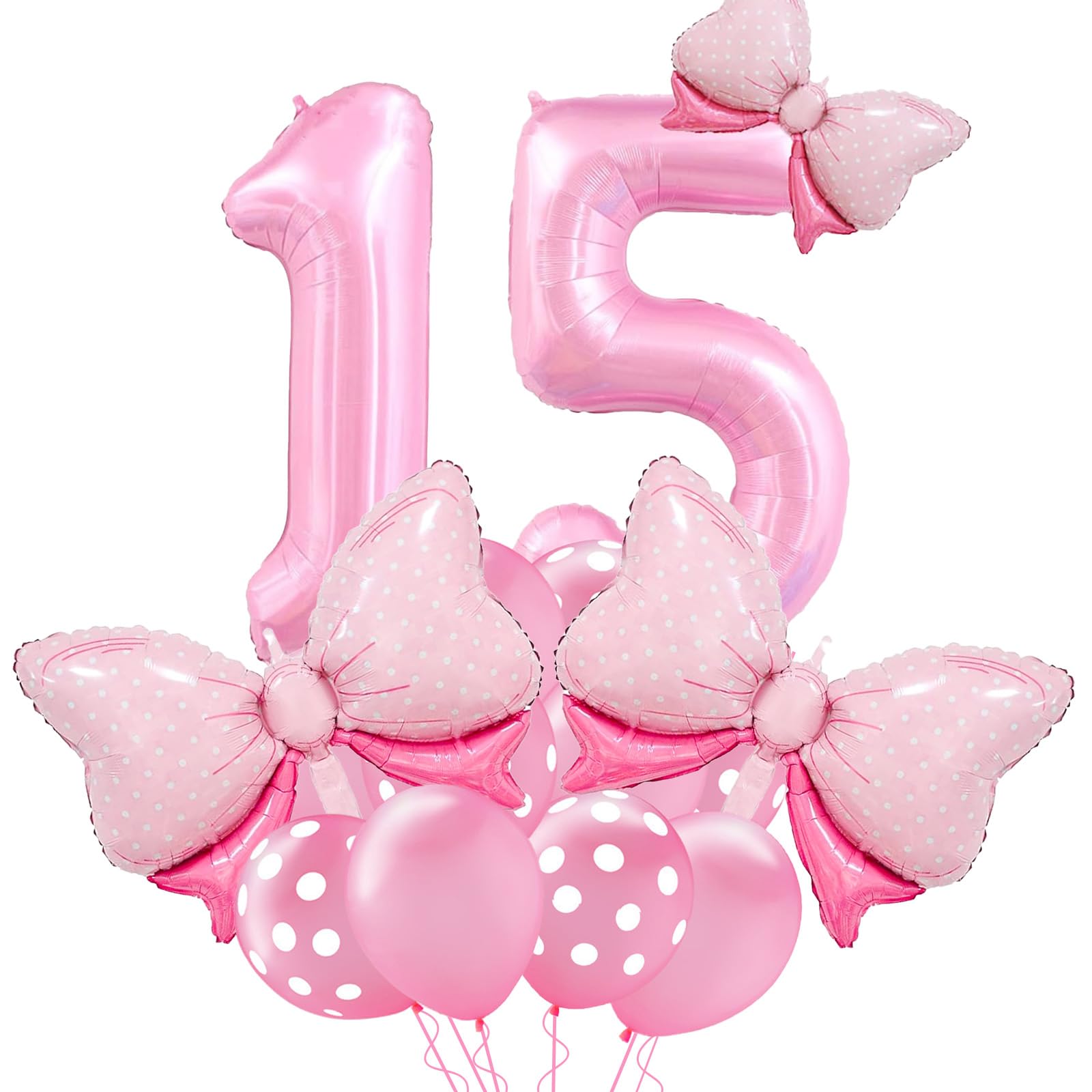 Amazon.com: Pink Birthday Balloons, Bow Balloons, Pink 15 Balloons ...