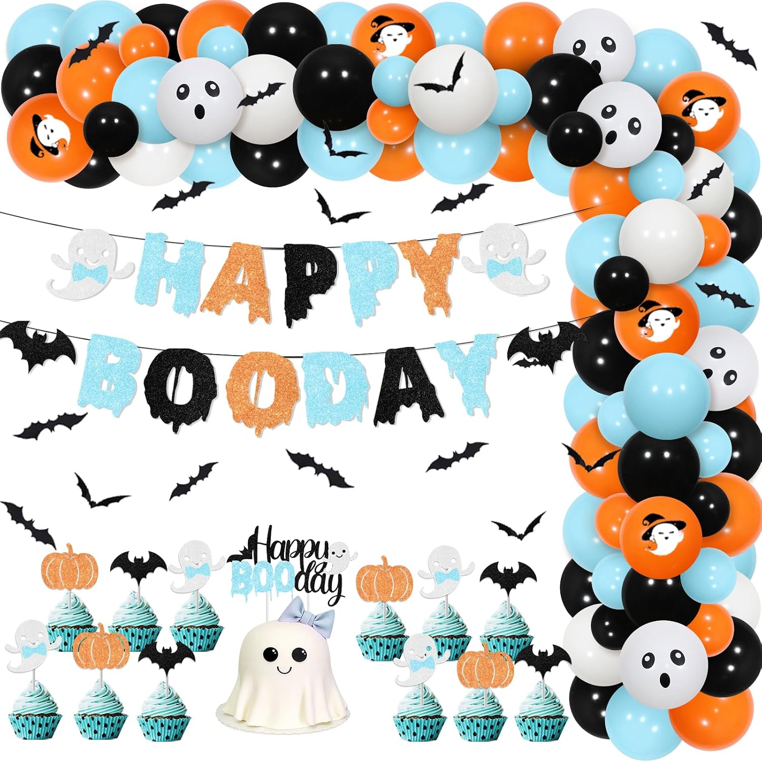 Amazon.com: kreat4joy Blue Halloween Birthday Decorations Boy, Happy ...