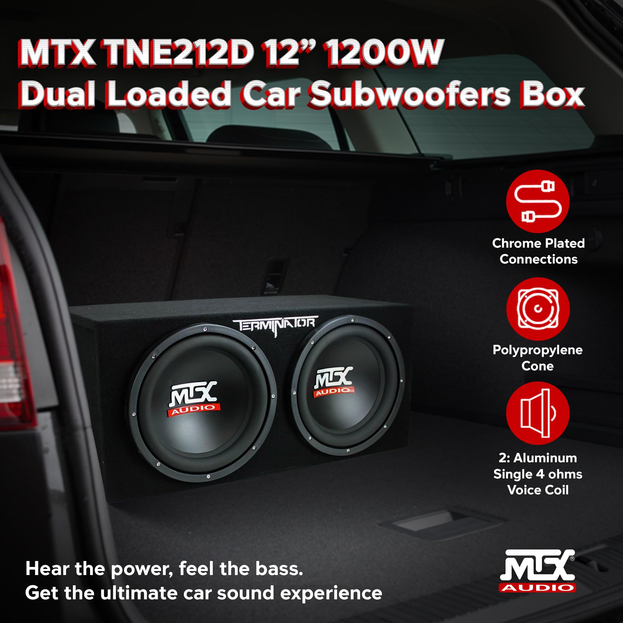 MTX Terminator 12 Inch 1200 Watt 2 Ohm Single Voice Coil Audio Dual ...