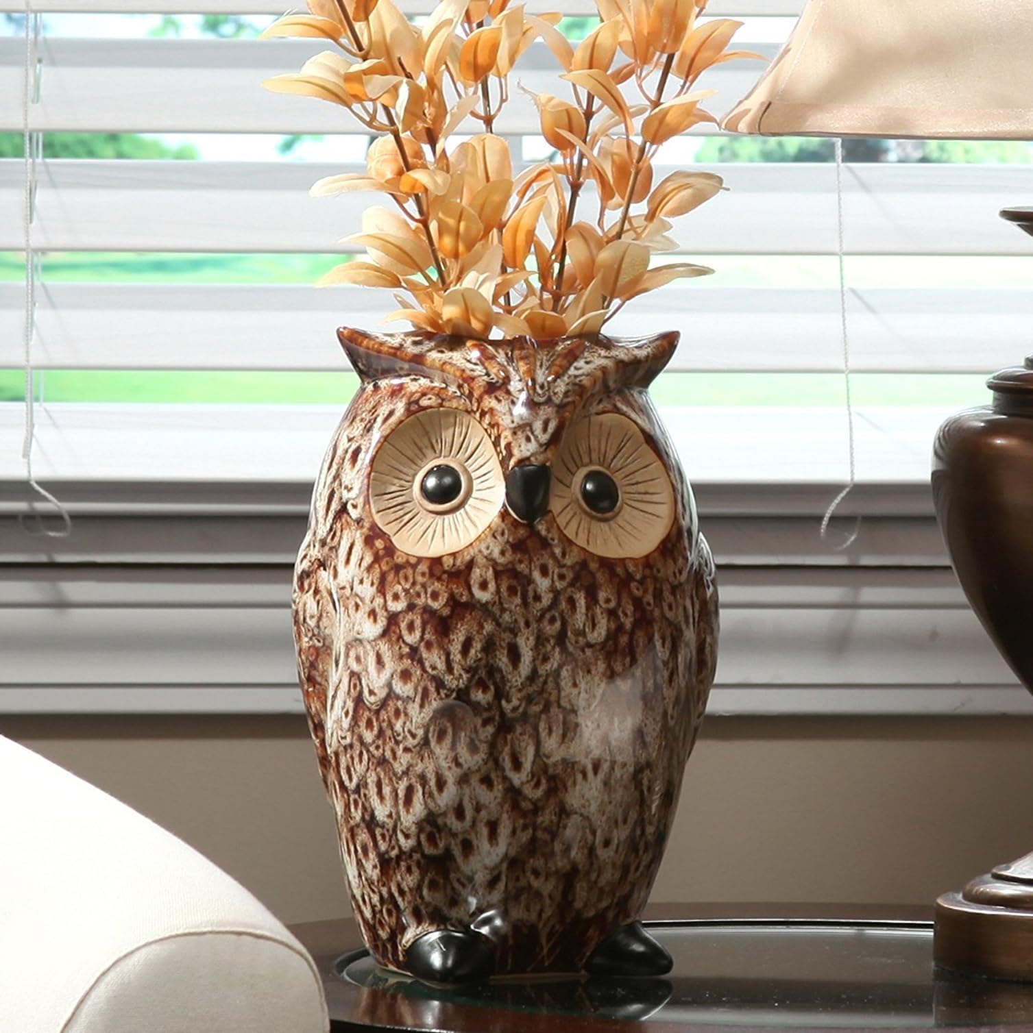Amazon.com: Hosley Ceramic Farmhouse Owl Vase, Ideal Gift for Floral ...