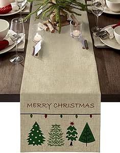 Amazon.com: Merry Christmas Table Runner 108 Inches Long, Retro Xmas ...