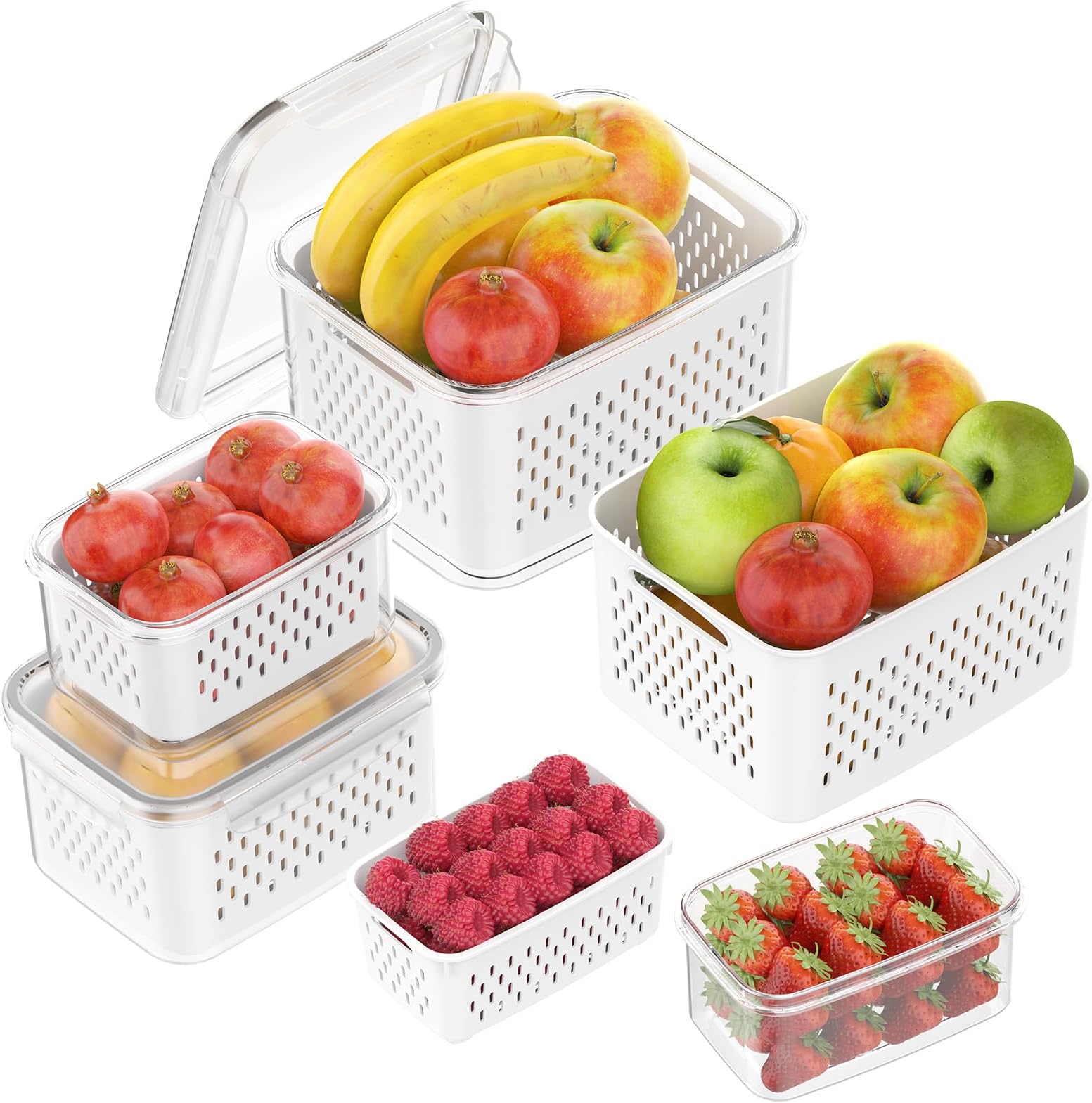 Amazon.com: HILETY 4 PCS Fruit Storage Containers for Fridge with ...