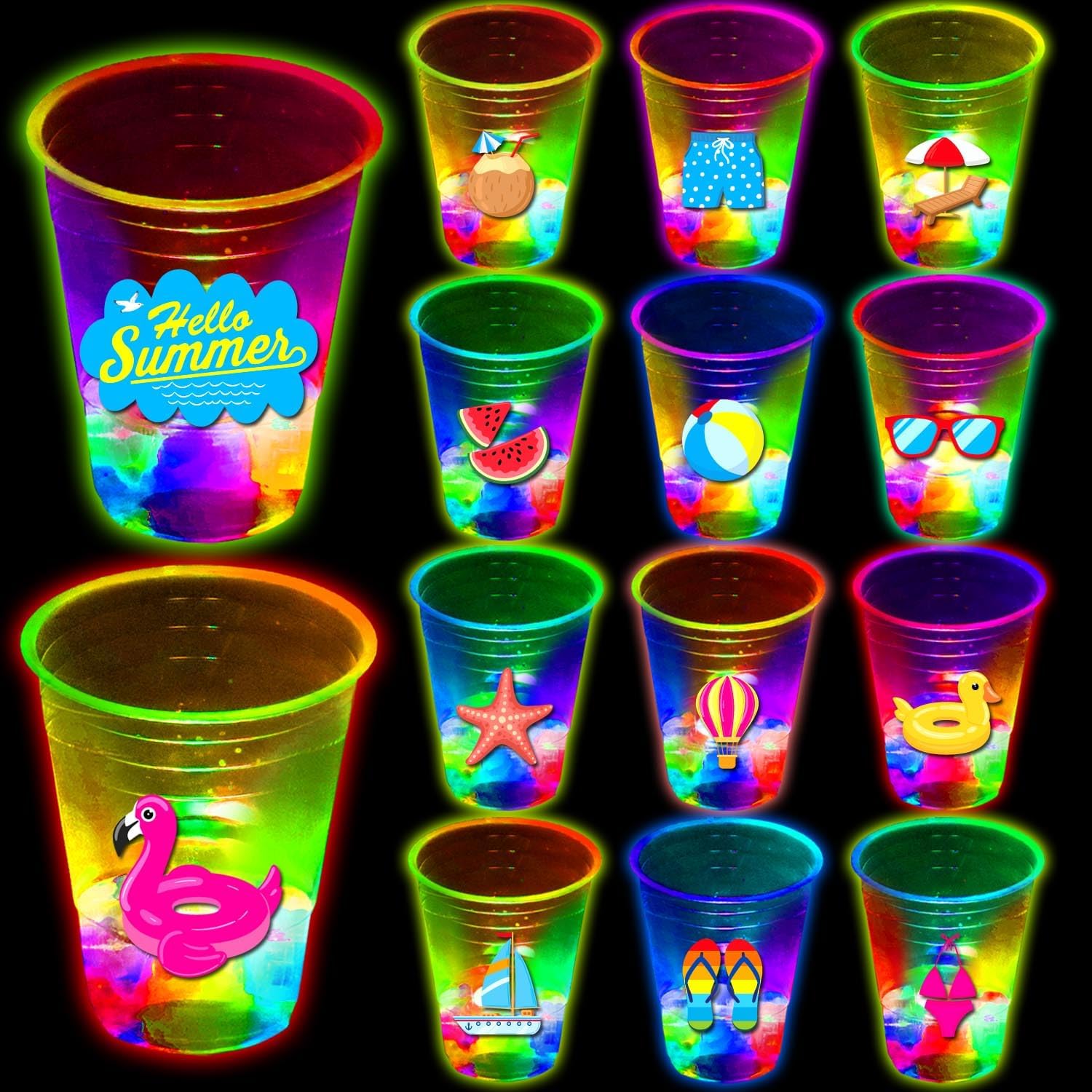 Amazon.com: mishunyus 24 Pcs Fun Beach Party Decorations, Glow Theme ...