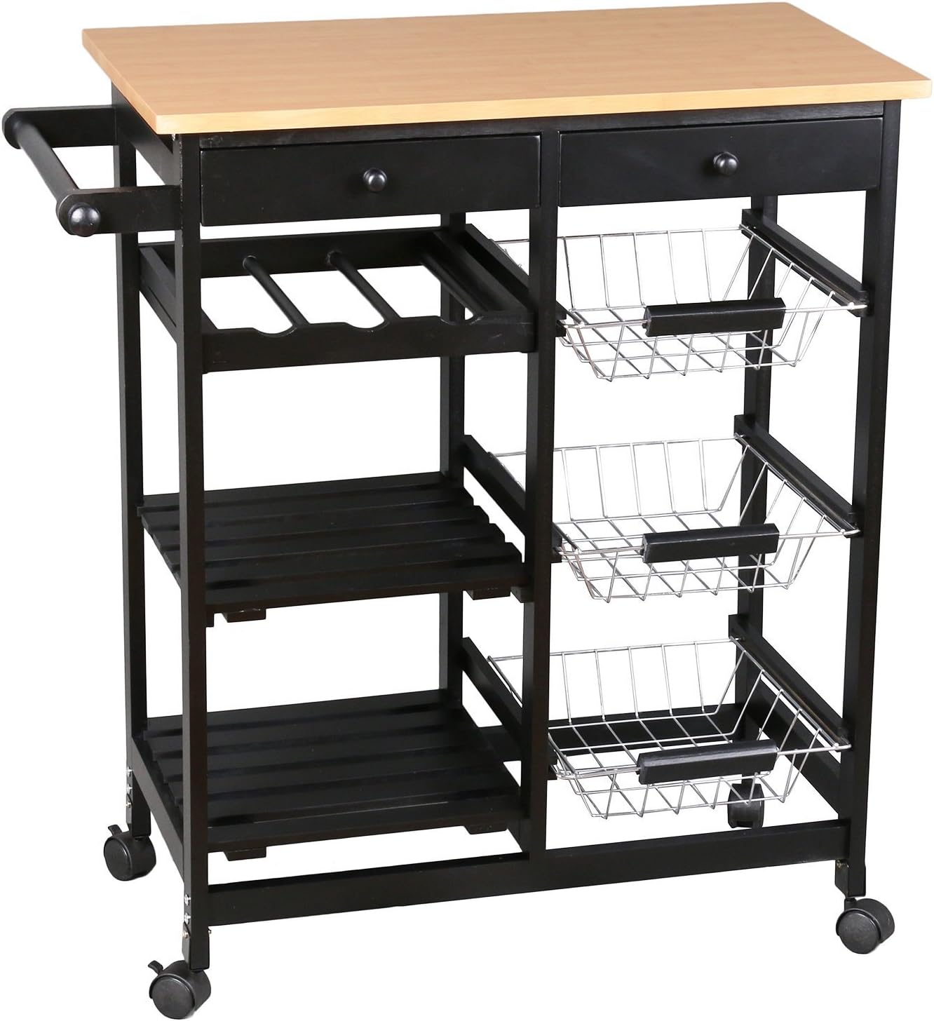 Amazon.com: Merax Kitchen Trolley Cart, Black Fashion Kitchen Trolley ...