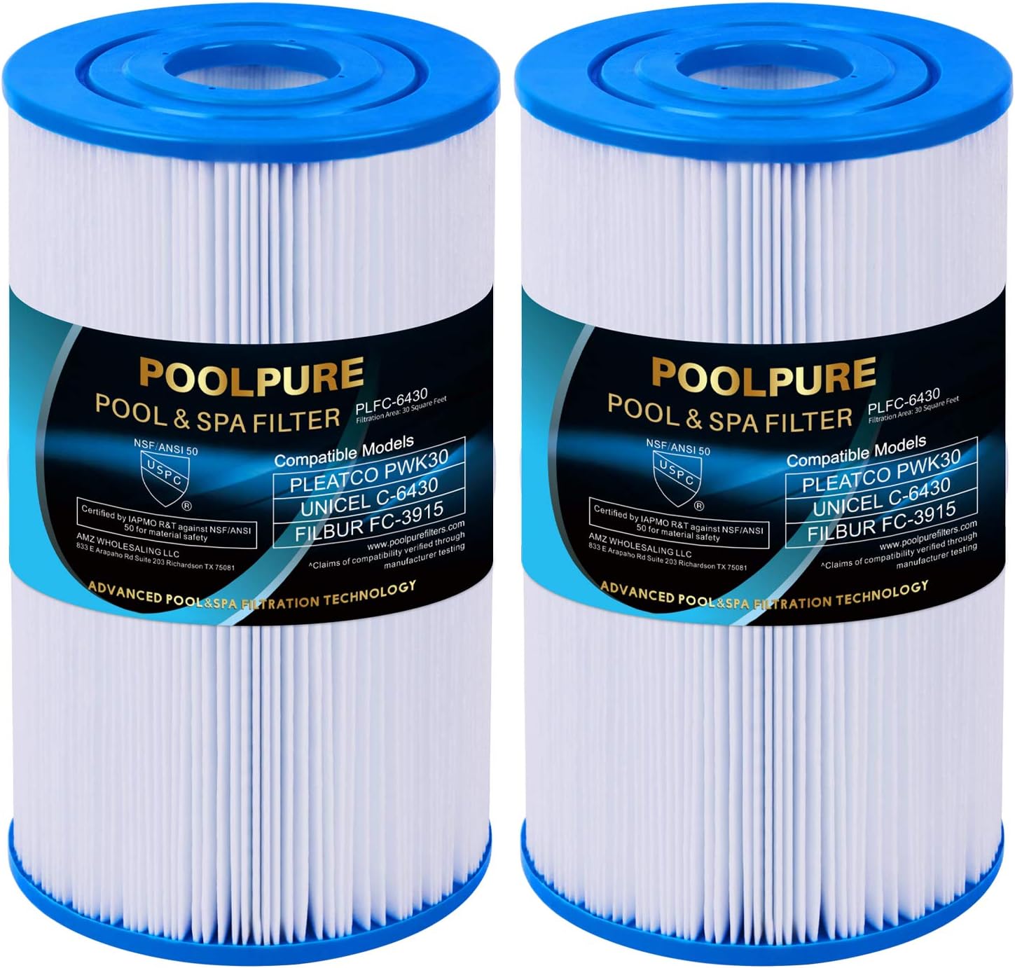 Amazon.com: POOLPURE C-6430 Spa Filter Watkins 31489, Pleatco PWK30 ...