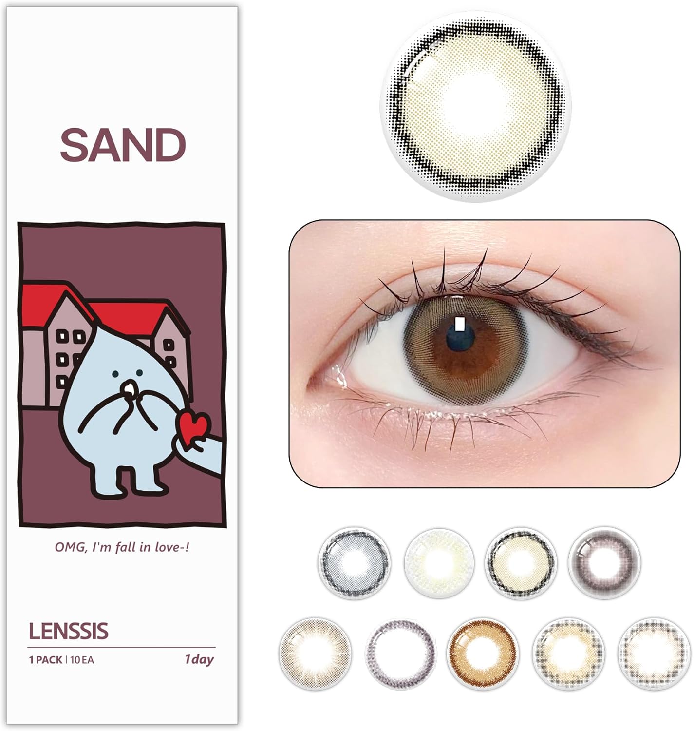 Amazon | 【LENSSIS】韓国 カラコン ワンデー サンドプラスグレー 日本限定品（1day／1箱10枚入／-2.00 度あり） | LENSSIS | ソフトコンタクトレンズ