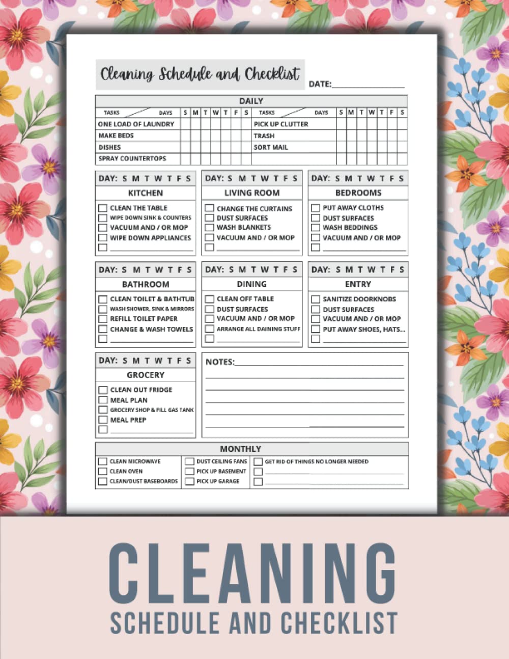 Buy Cleaning Schedule and Checklist: Daily, Weekly and Monthly Cleaning ...