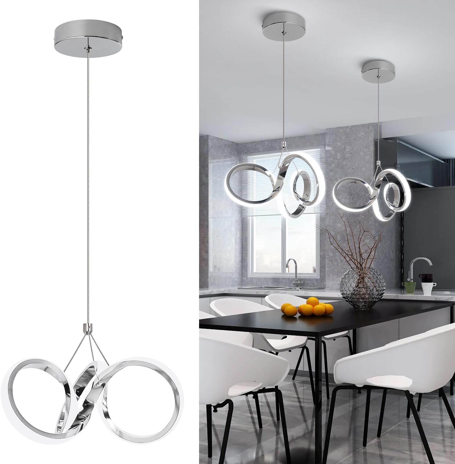 Vloitgol Modern Led Pendant Light Fixtures, 6000K Integrated LED ...