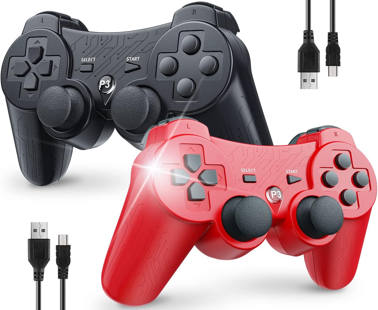 Controllers 2 Pack for PS3 Wireless Controller for Sony PlayStation 3 ...
