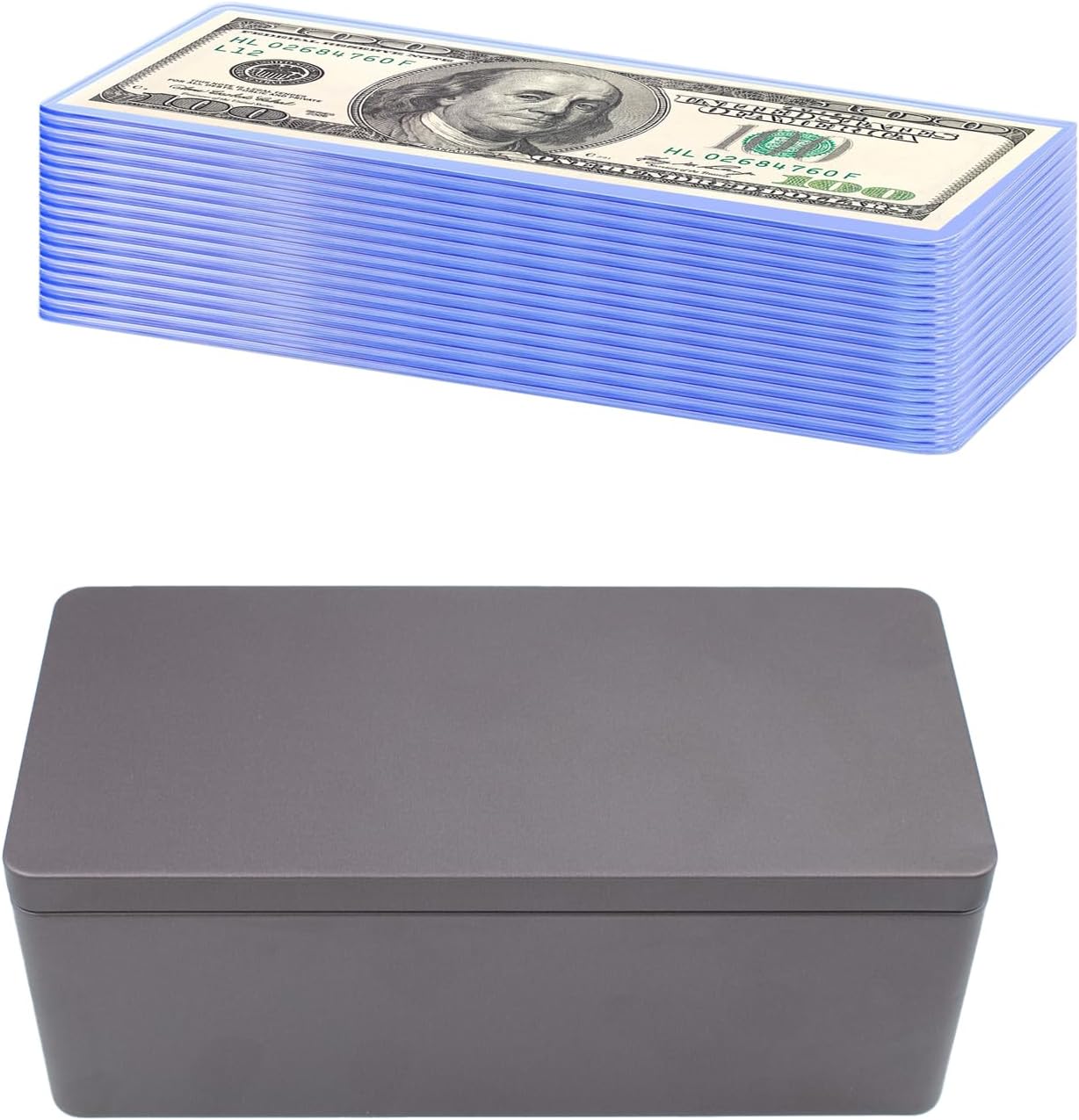 Amazon.com : Black Metal Cash Box with 20 PCS Banknotes Top-Insert ...