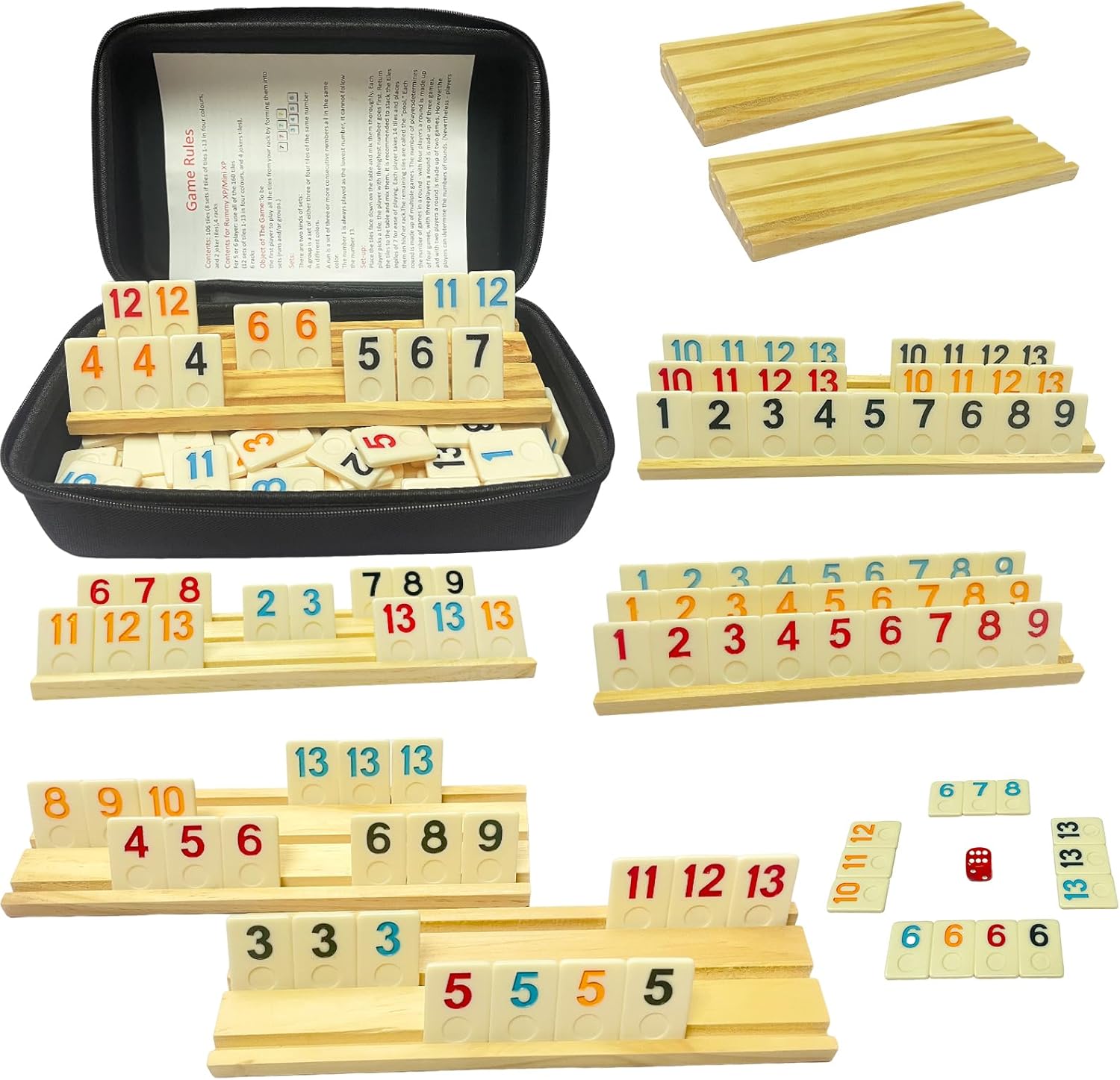 Amazon.com: Soopotay 2-8 Players Rummy Cube Board Games with 8 Wooden ...