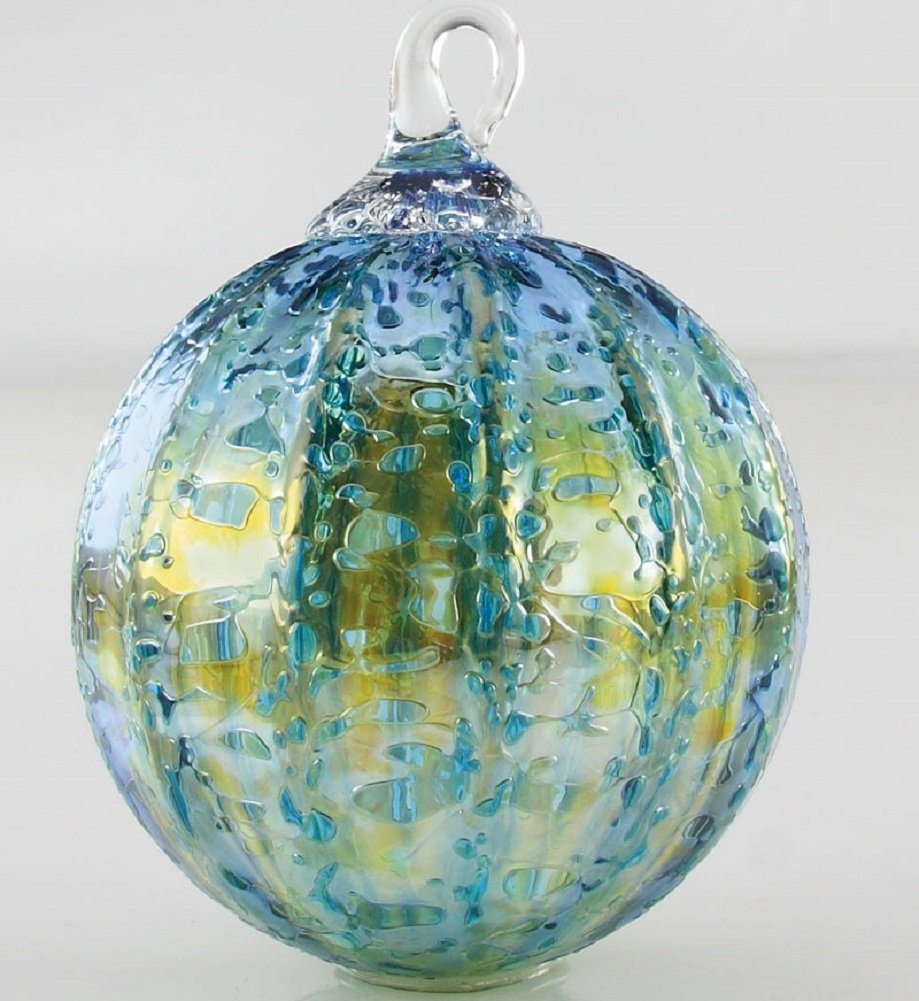 Amazon.com: Glass Eye Studios Teal Luster Glass Ornament : Home & Kitchen
