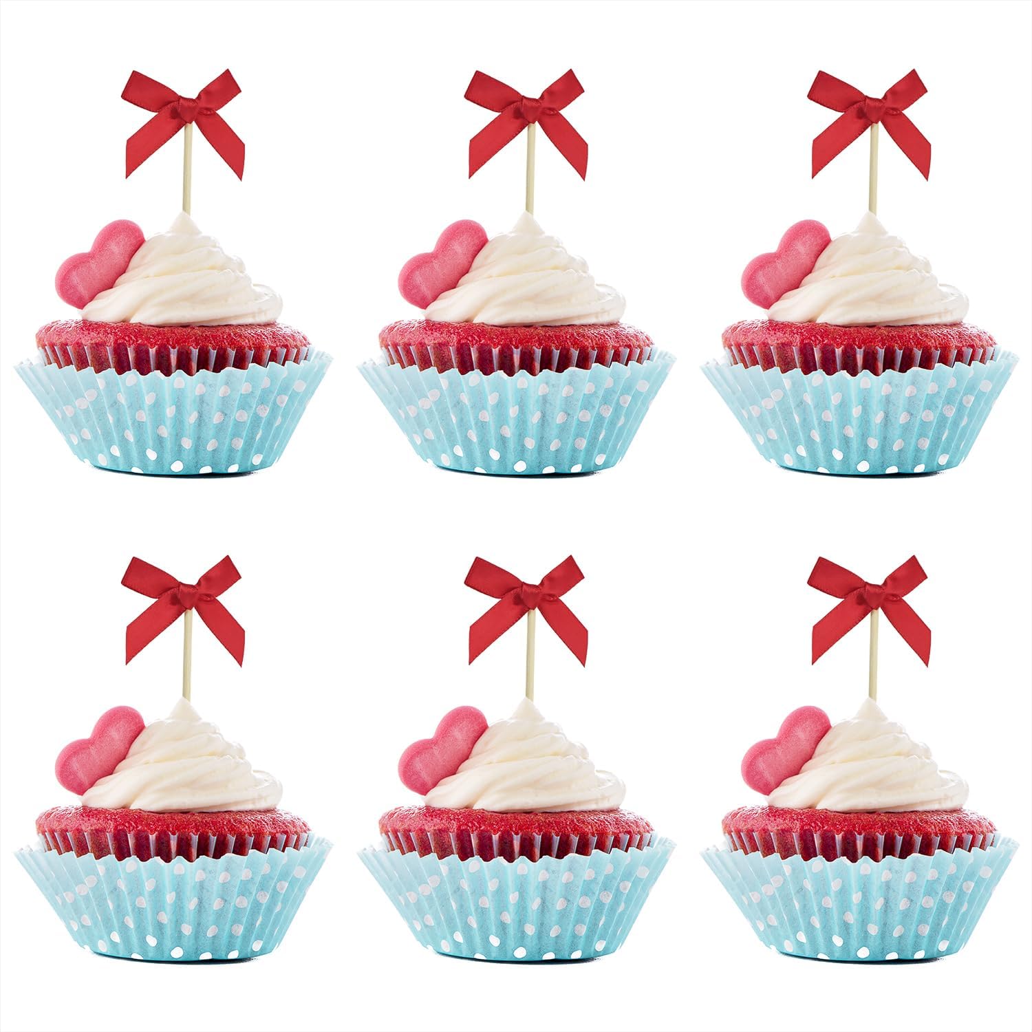 Amazon.com: Penta Angel Bow Cupcake Toppers 20Pcs Satin Bow Cake ...