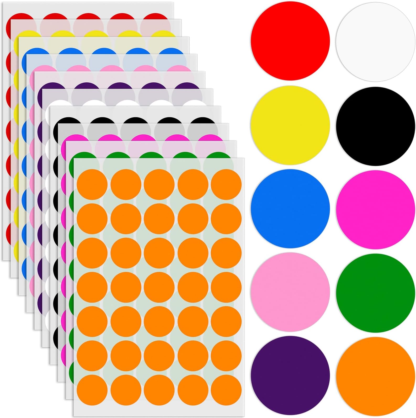 Amazon.com : Skyygemm 2800 Pieces Colored Dot Stickers 3/4, 1 Inch ...