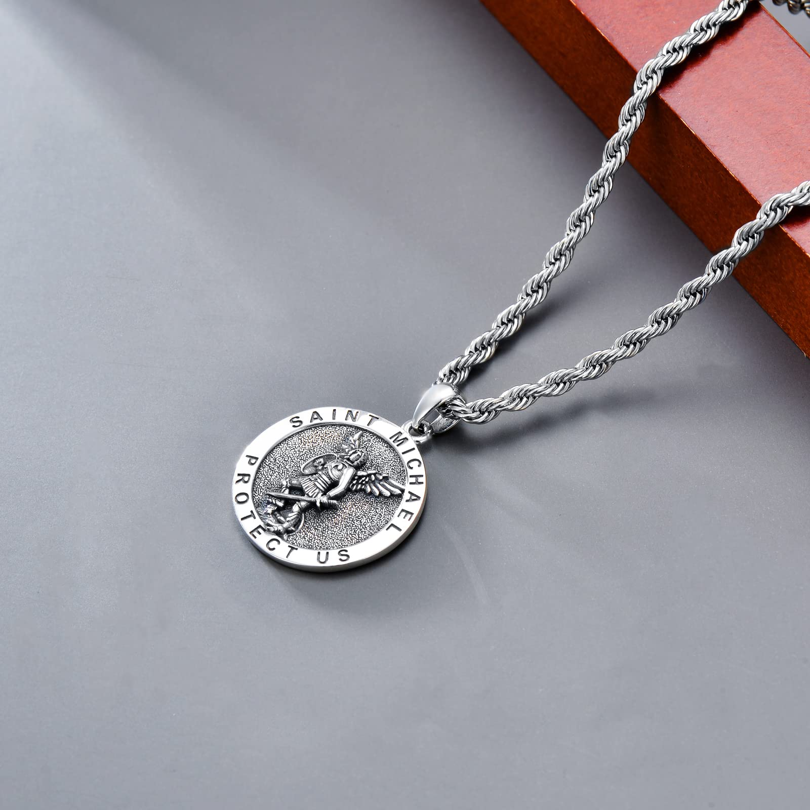 Snapklik.com : St Michael Necklace For Men Sterling Silver Saint ...