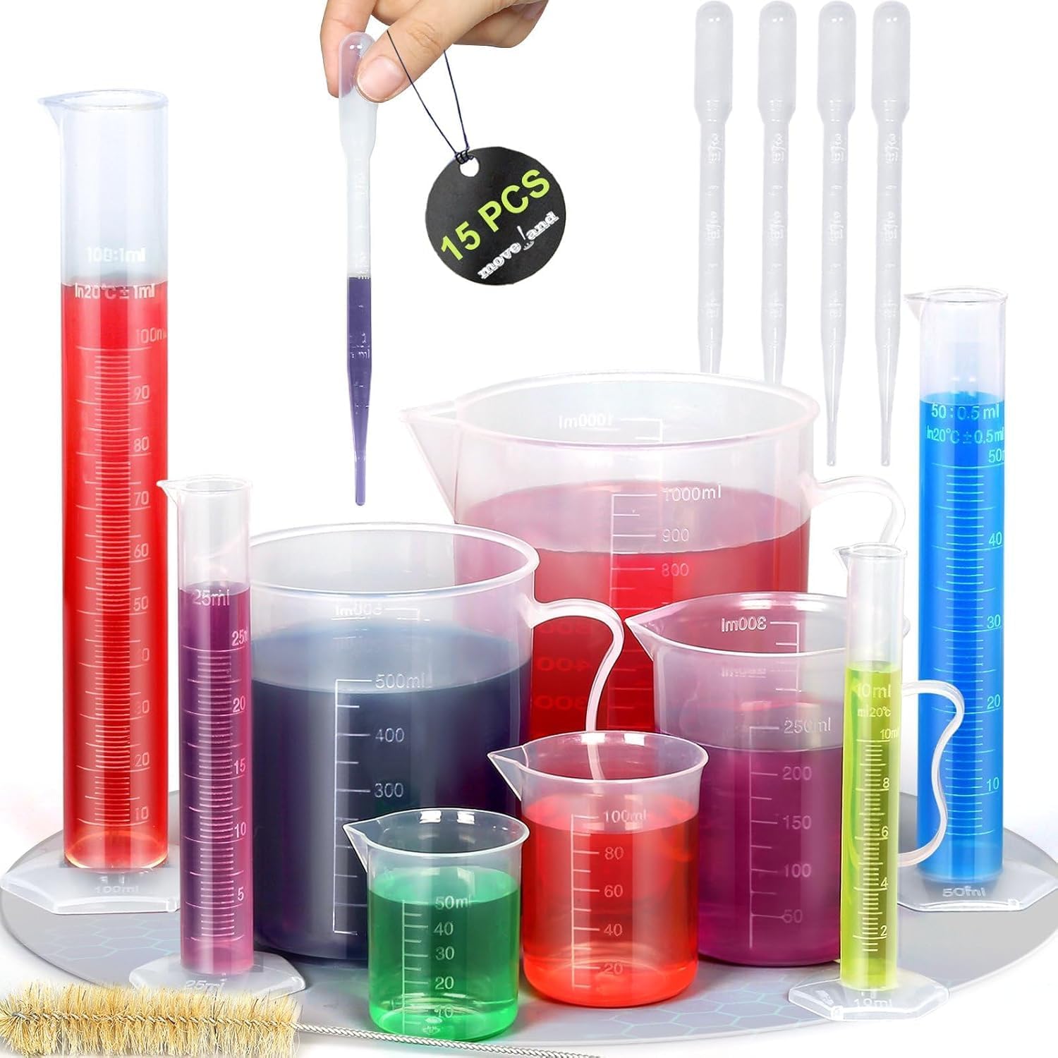 moveland Upgraded Plastic Graduated Cylinder and Plastic Beakers Set ...