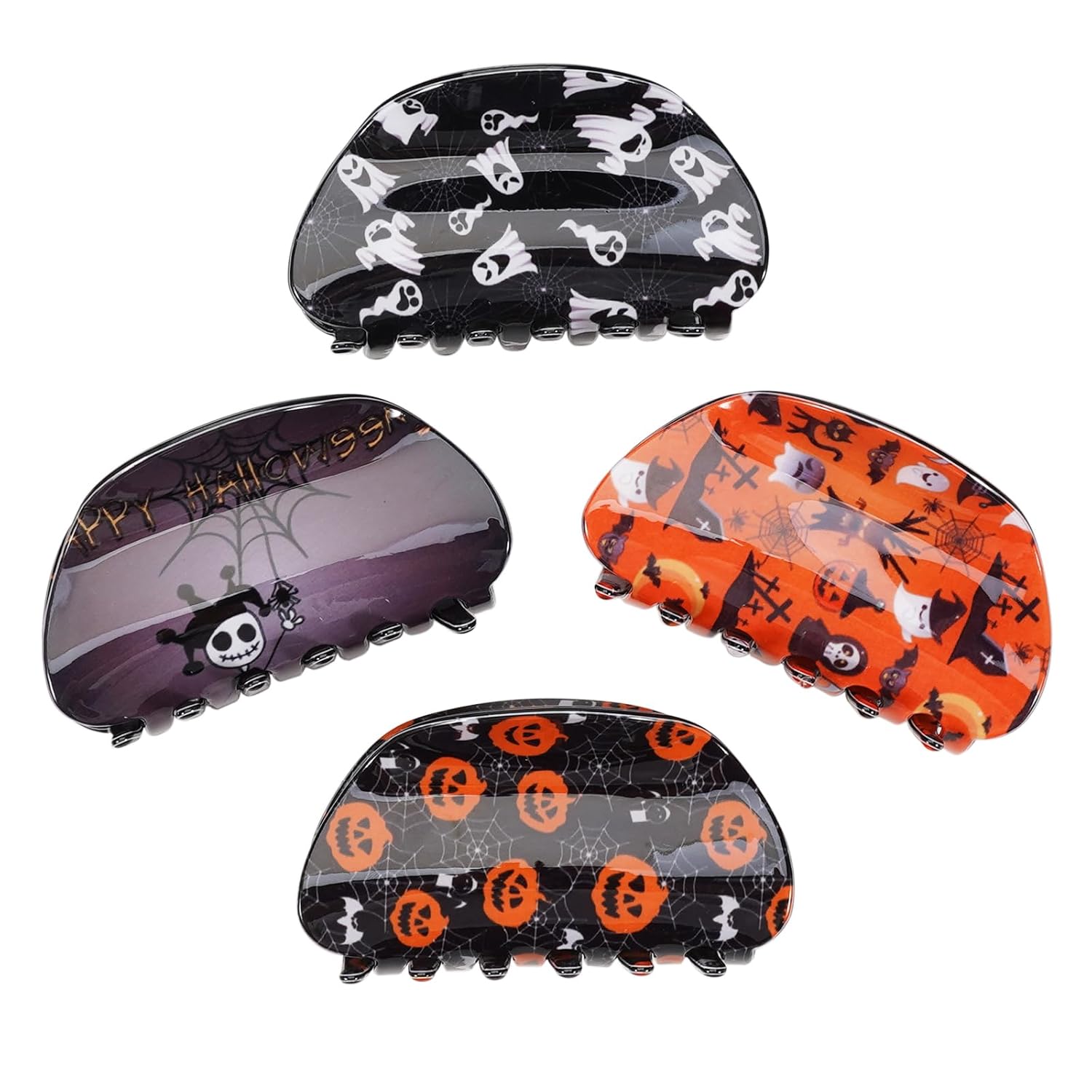 Amazon.com : 4pcs Halloween Hair Clips, Pumpkin Ghost Skeleton Spide ...