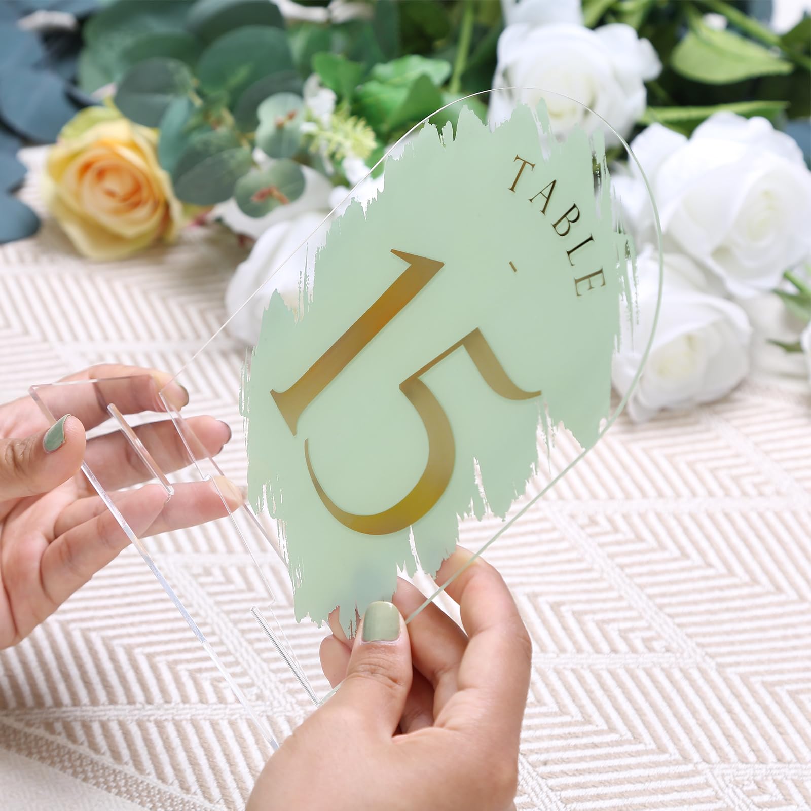 Snapklik.com : UNIQOOO Sage Green Painted Arch Wedding Table Numbers