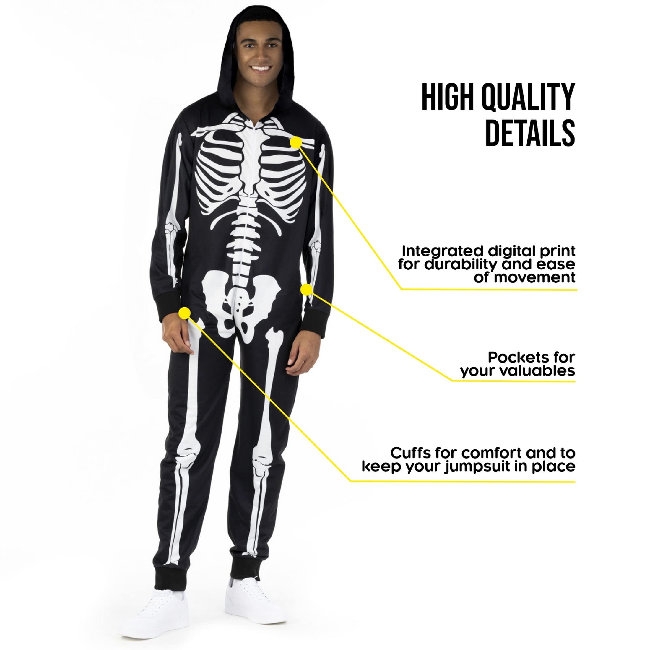 Morph Mens Skeleton Costume Men Adult Skeleton Suit Outfit Scary ...