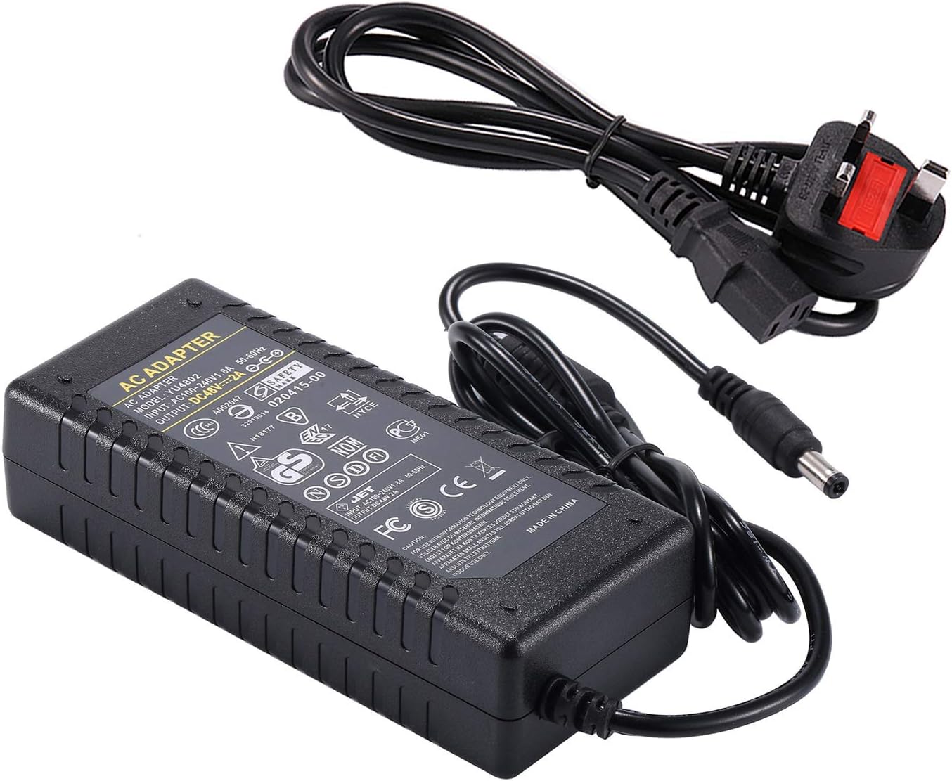 48V 2A Power Supply, COLM AC100-240V to DC48V 48 Volt 2 Amp 72W Adapter ...
