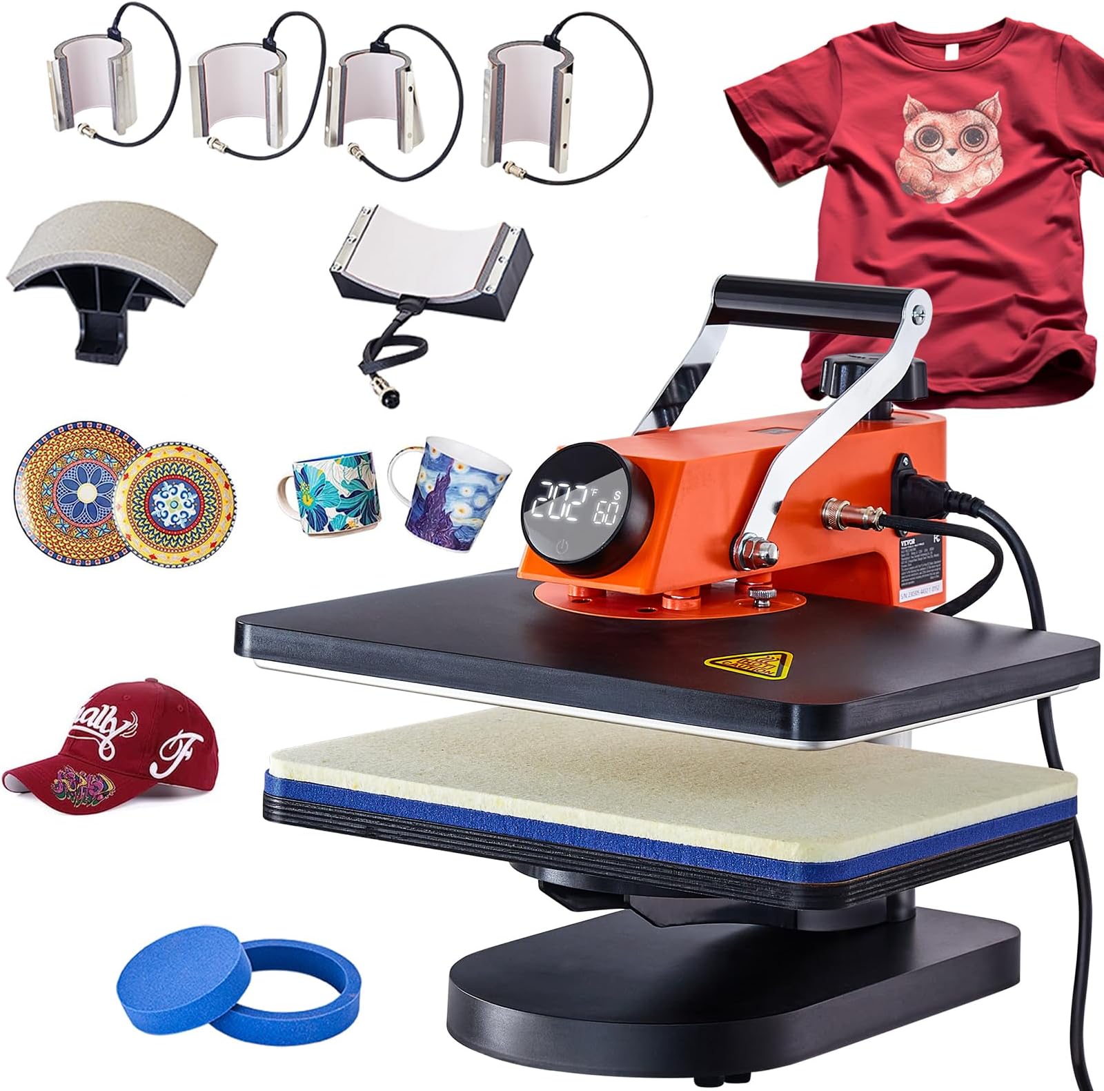 Amazon.com: VEVOR Heat Press Machine 8 in 1 Combo 15x12 Inch, 360 ...