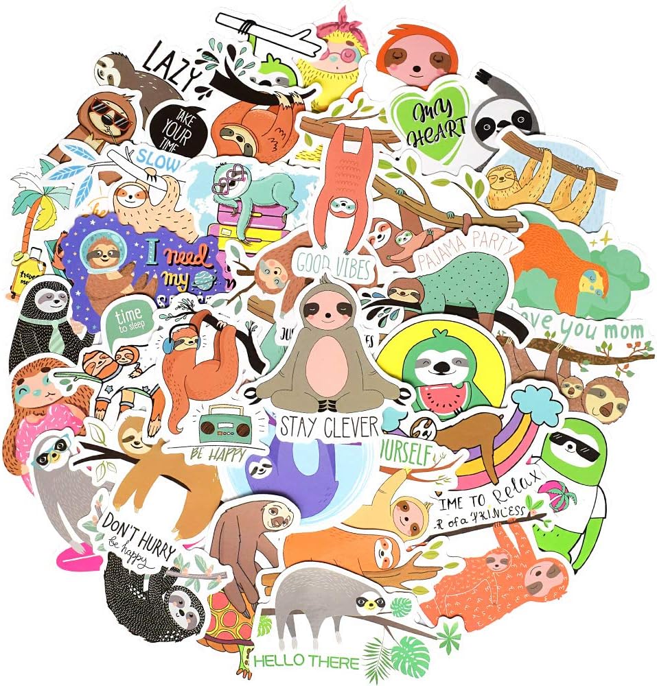 Amazon.com: QTL Sloth Stickers for Kids Teens Water Bottles Vinyl Sloth ...
