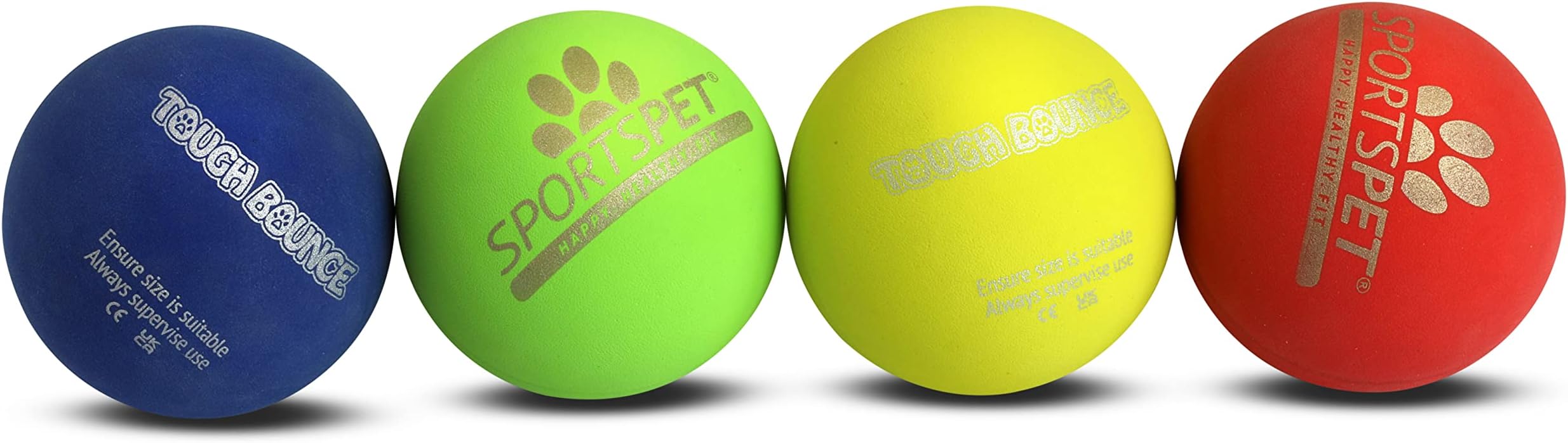 SPORTSPET Tough Bounce Natural Rubber Dog Balls - Highly Durable Tough ...