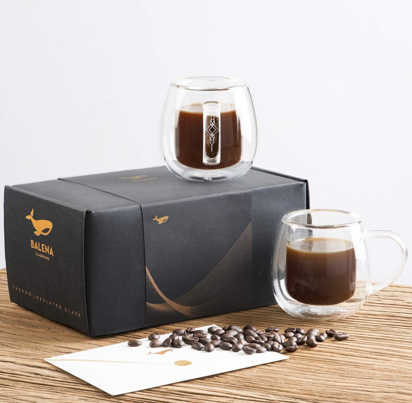 Amazon.com | Lysenn Glass Coffee Mugs Set of 4 - Premium Crystal Glass ...