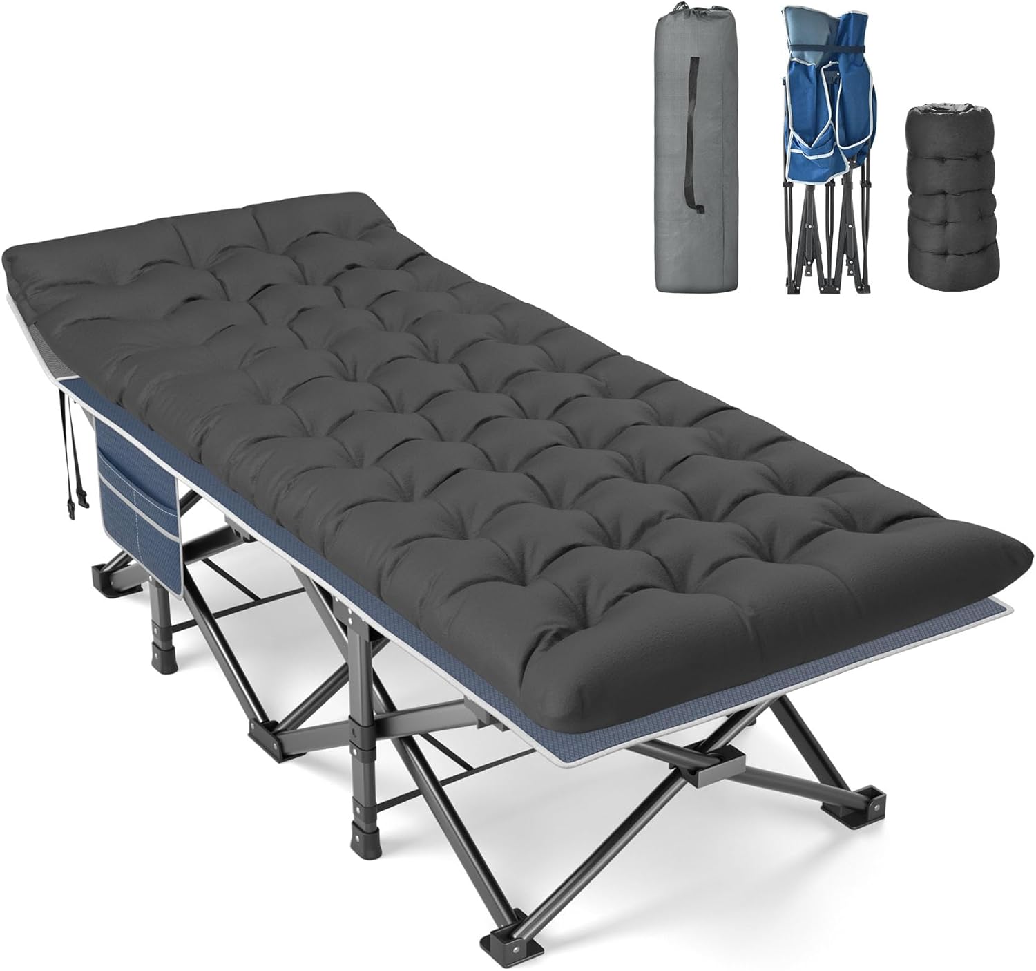 Slendor XXL Folding Camping Cot for Adults,79" L x 32" W x 19" H Camp ...