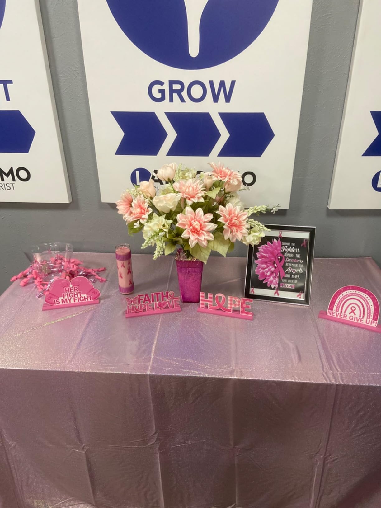 Amazon.com: CNhoqc 4pcs Breast Cancer Awareness Wooden Table Topper ...