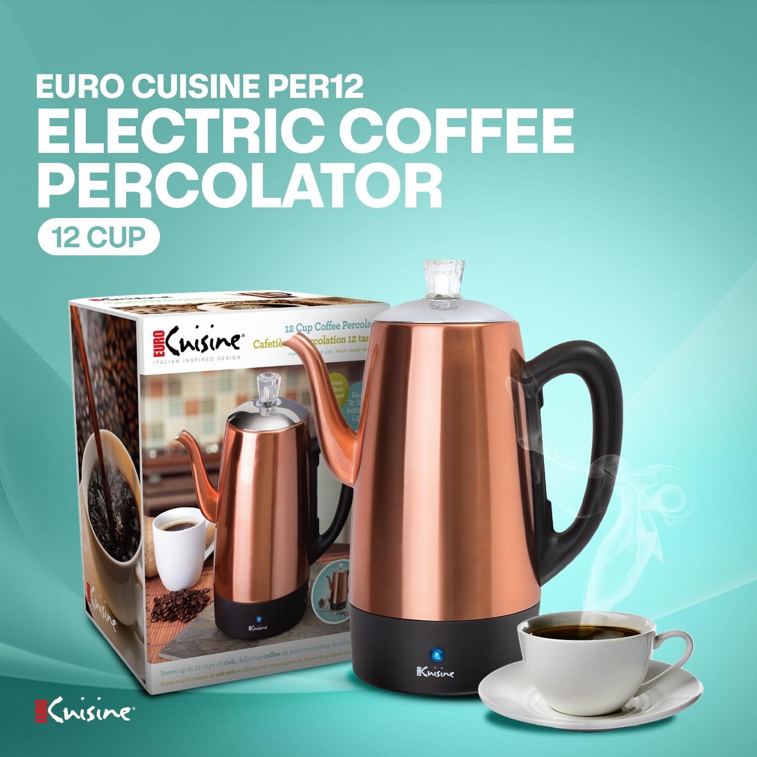 Snapklik.com : PER12 Stainless Steel Electric Coffee Percolator, 12 Cup ...