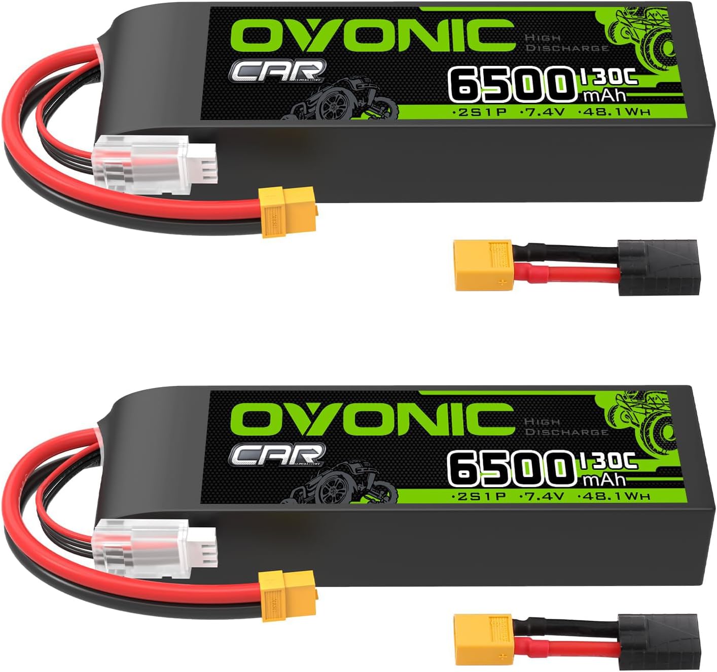 Amazon.com: OVONIC 2S LiPo Battery 6500mAh 7.4V 130C RC Battery with ...