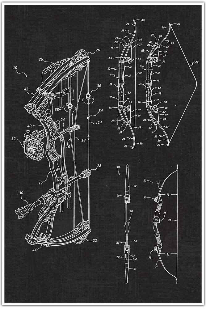 Amazon.com: Archery Compound Bow Blueprint Patent Print Poster ...