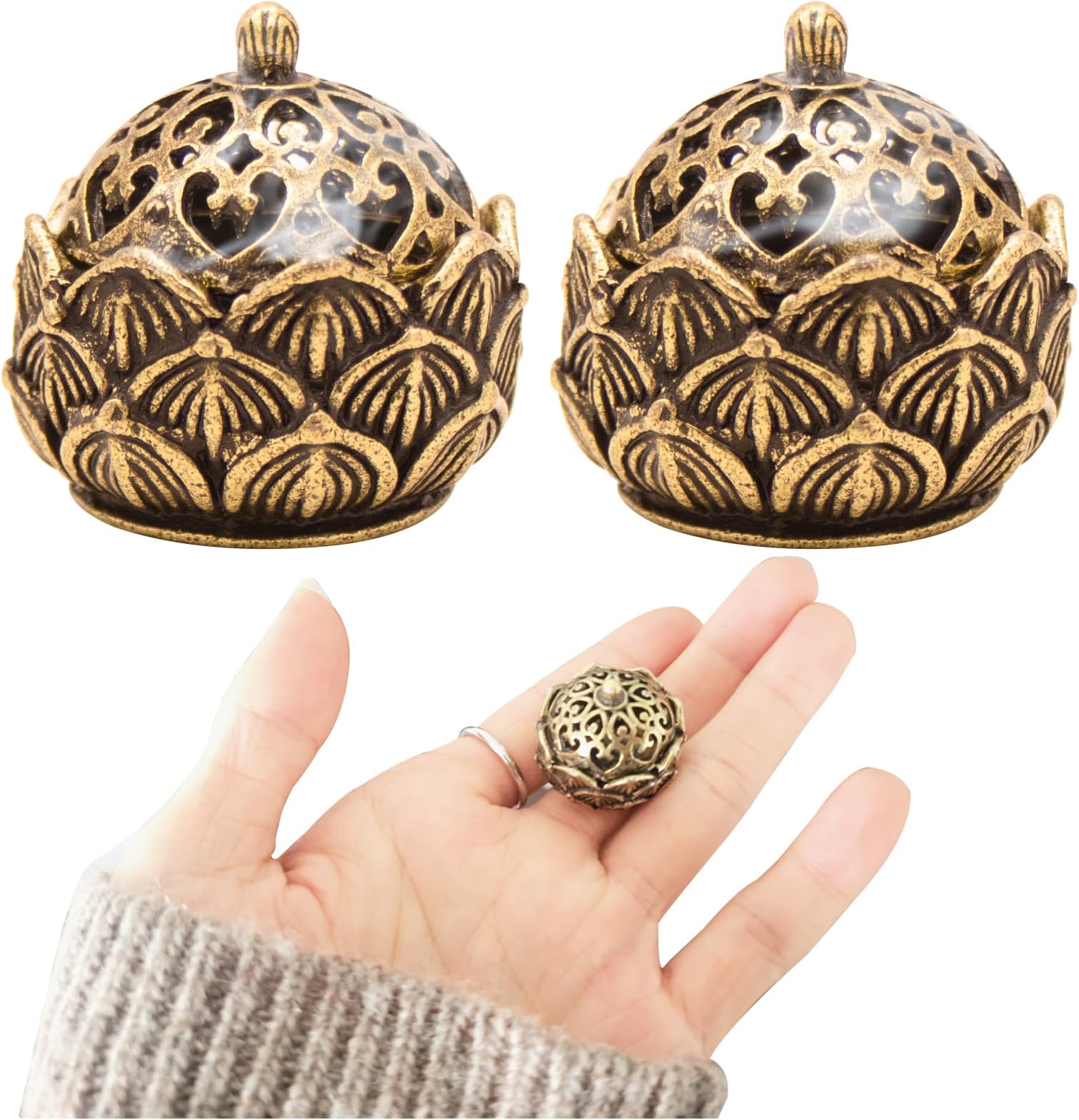 Amazon.com: 2Pcs Mini Brass Lotus Flower Incense Holder, Small Incense ...