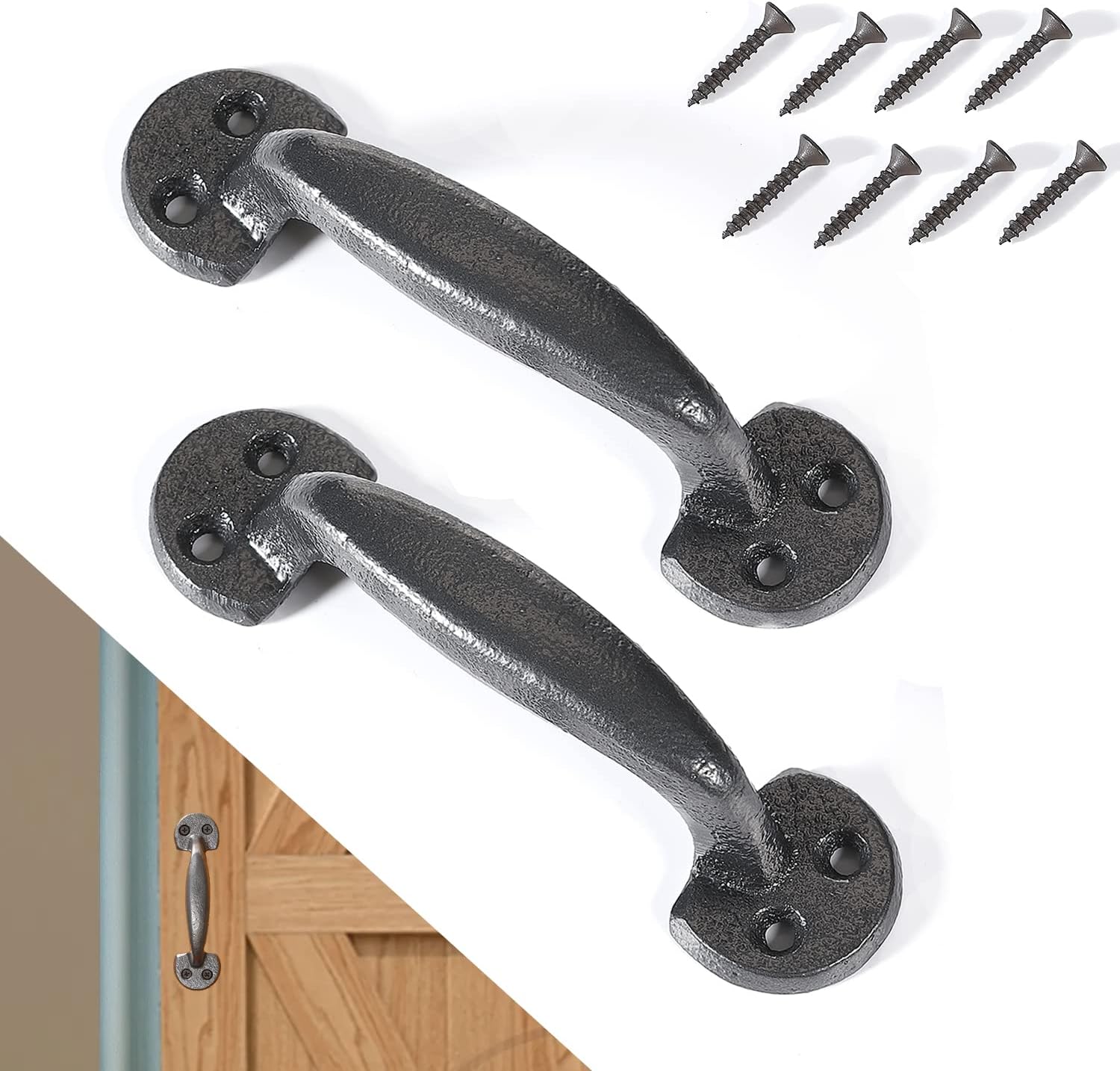 Amazon.com: 2 Pack Heavy Duty Barn Door Handles, 6.1" Cast Iron Gate ...