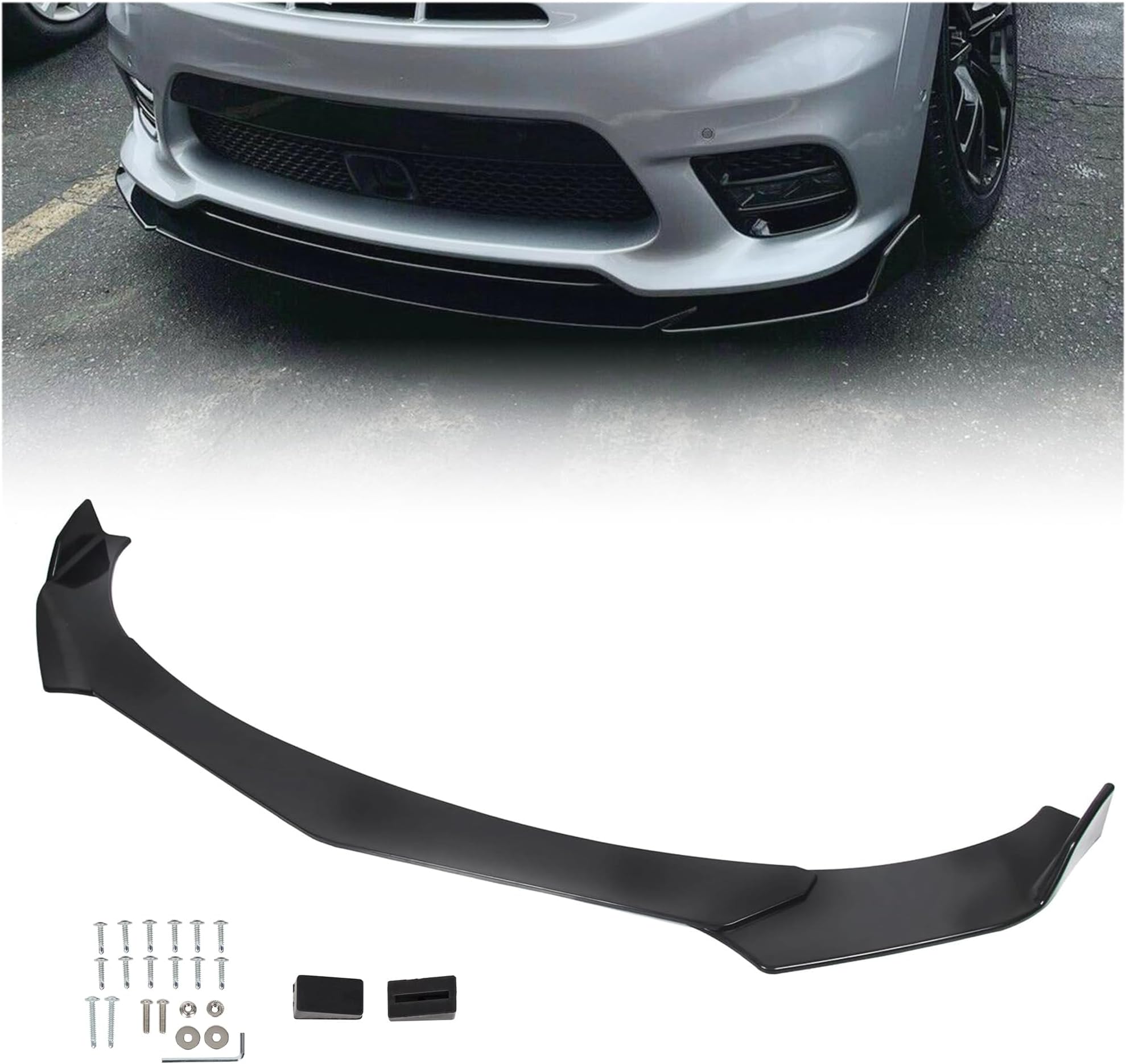 Amazon.com: ECOTRIC Black Universal Front Bumper Lip Chin Spoiler ABS ...