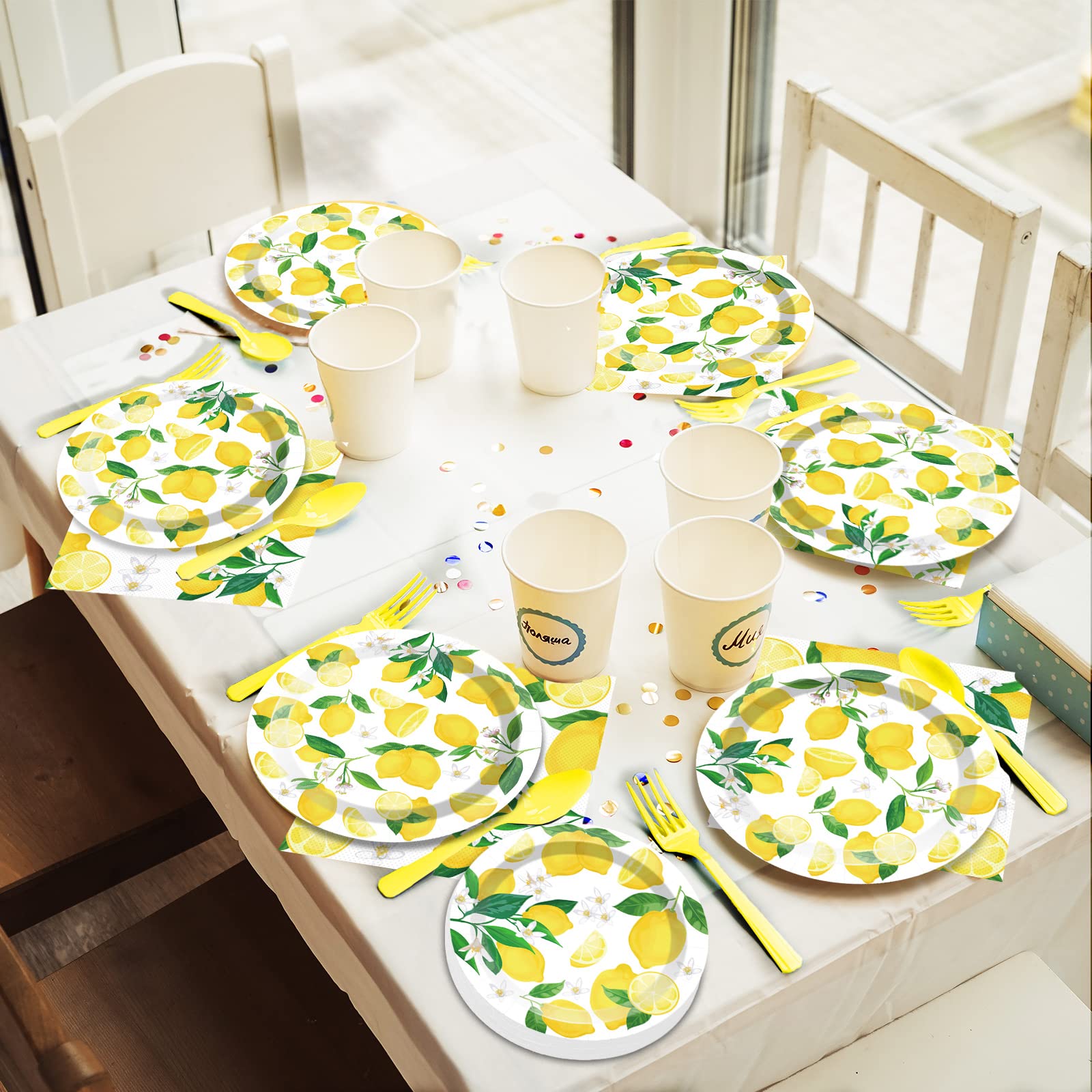 gisgfim 50 Guests Lemon Party Decorations Lemon Plates and Napkins ...